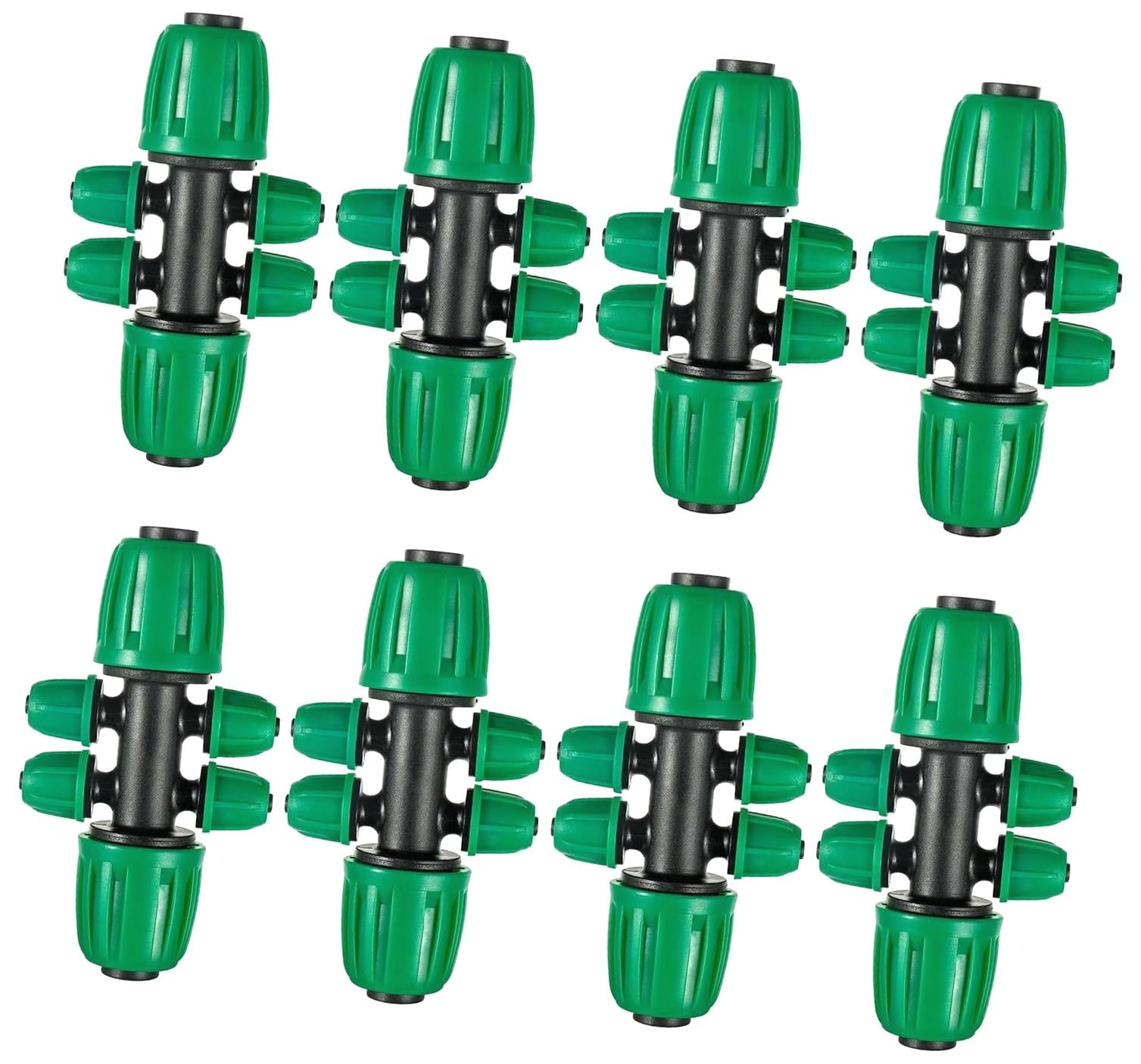 Wellsay 10 Pcs 1/2 to 1/4 inch Garden Hose Tubing Irrigation Fittings,6-Way Anti-Leak 1/2'' to 1 ...