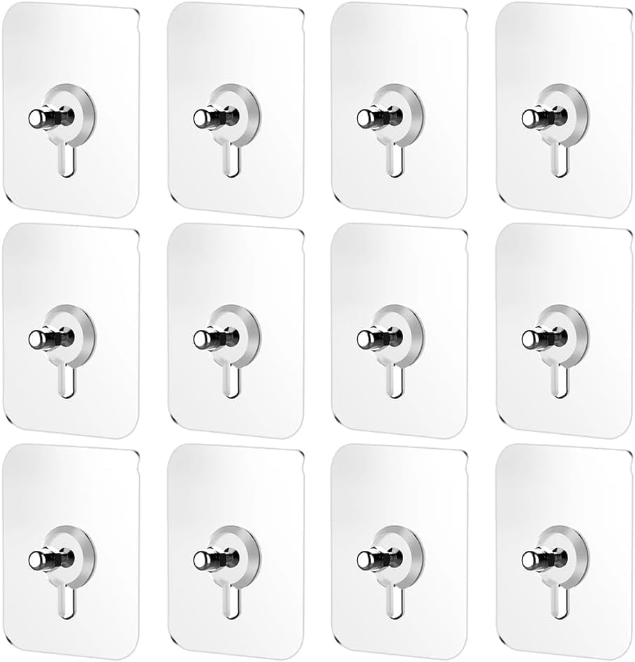 Wellsay 10 Pcs No Drill Wall Hooks | Heavy Duty Adhesive Hangers for en ...