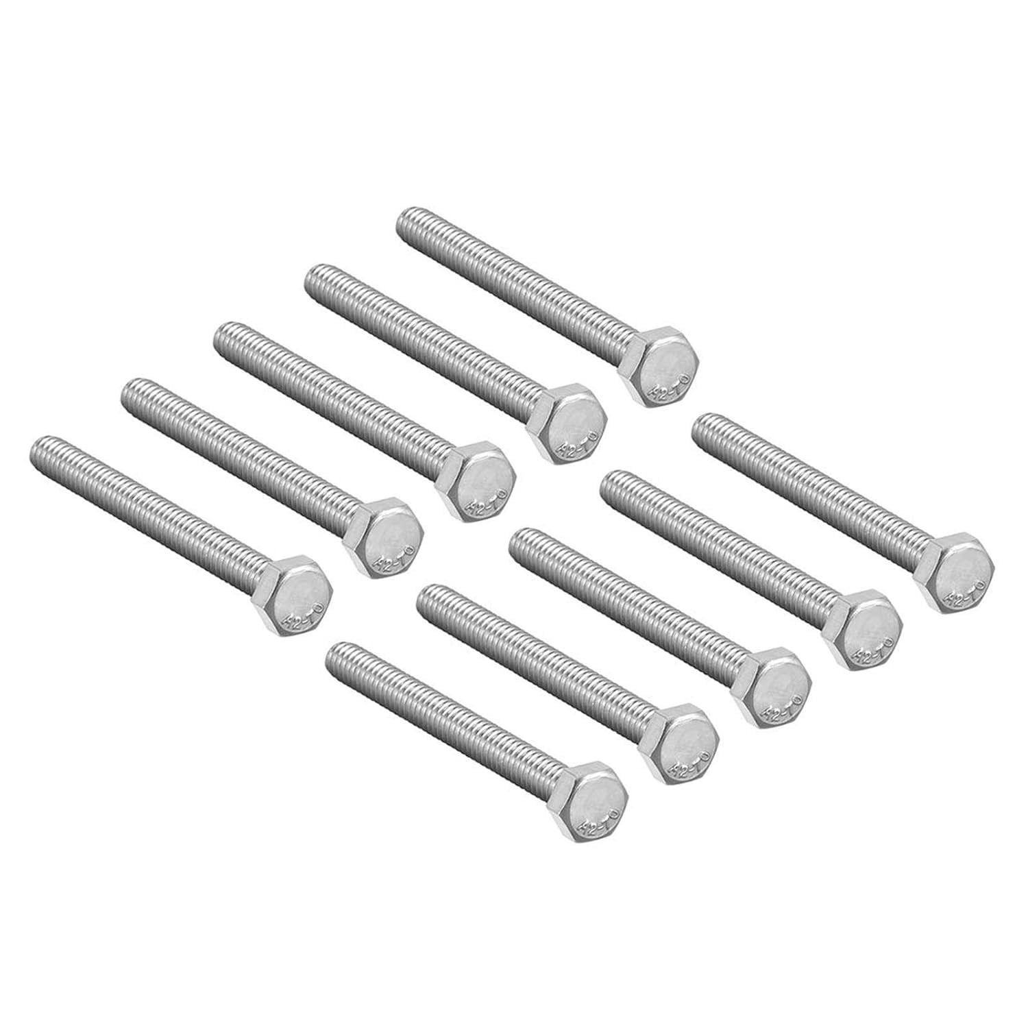 Wellsay 10 Pcs M5 Hex Bolt M5-0.8 x 50mm UNC Hex Head Screw Bolts A2-70 ...