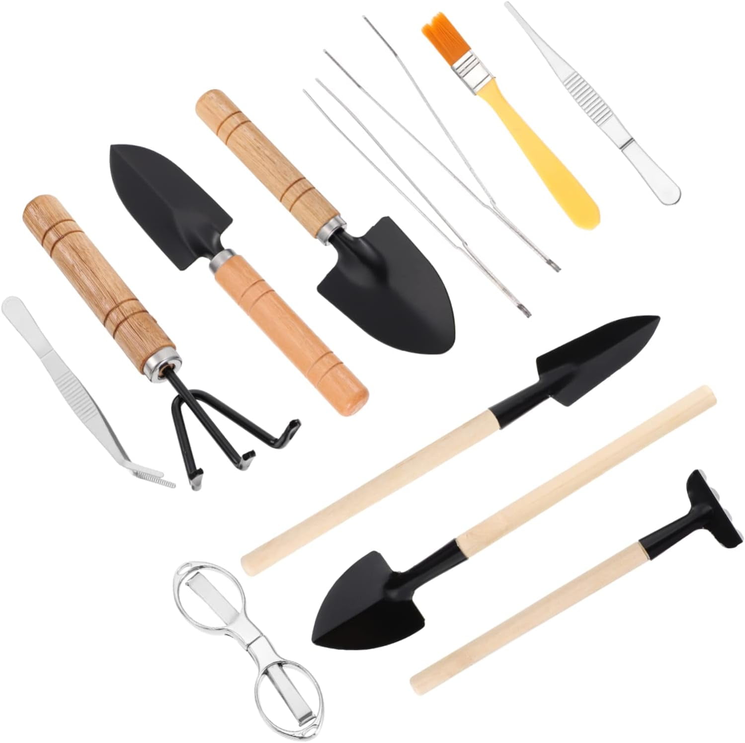 Wellsay 10-Piece Wooden Planter Tool Set Mini Gardening Kit for Indoor ...