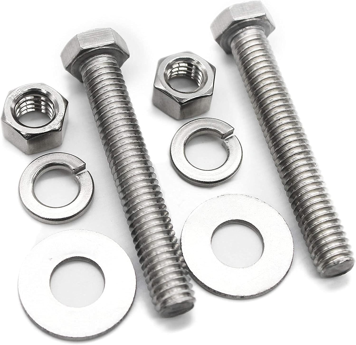 Wellsay (10 Sets) 5/16-18x2-1/2 Stainless Steel Hex Head Screws Bolts, Nuts, Flat & Lock Washers ...