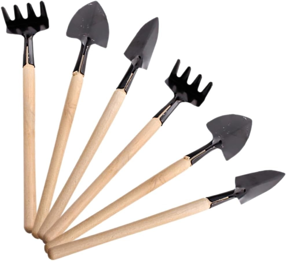 Wellsay 10 Sets Mini Tool Shovel Indoor Plant Gardening Tools Wooden ...