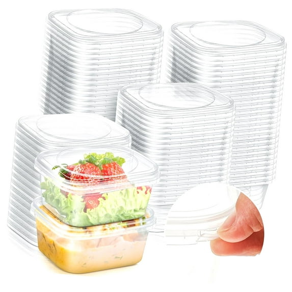 Wellsay 100 Pack 12 oz Tamper Proof Containers with Lid, Square Plastic ...