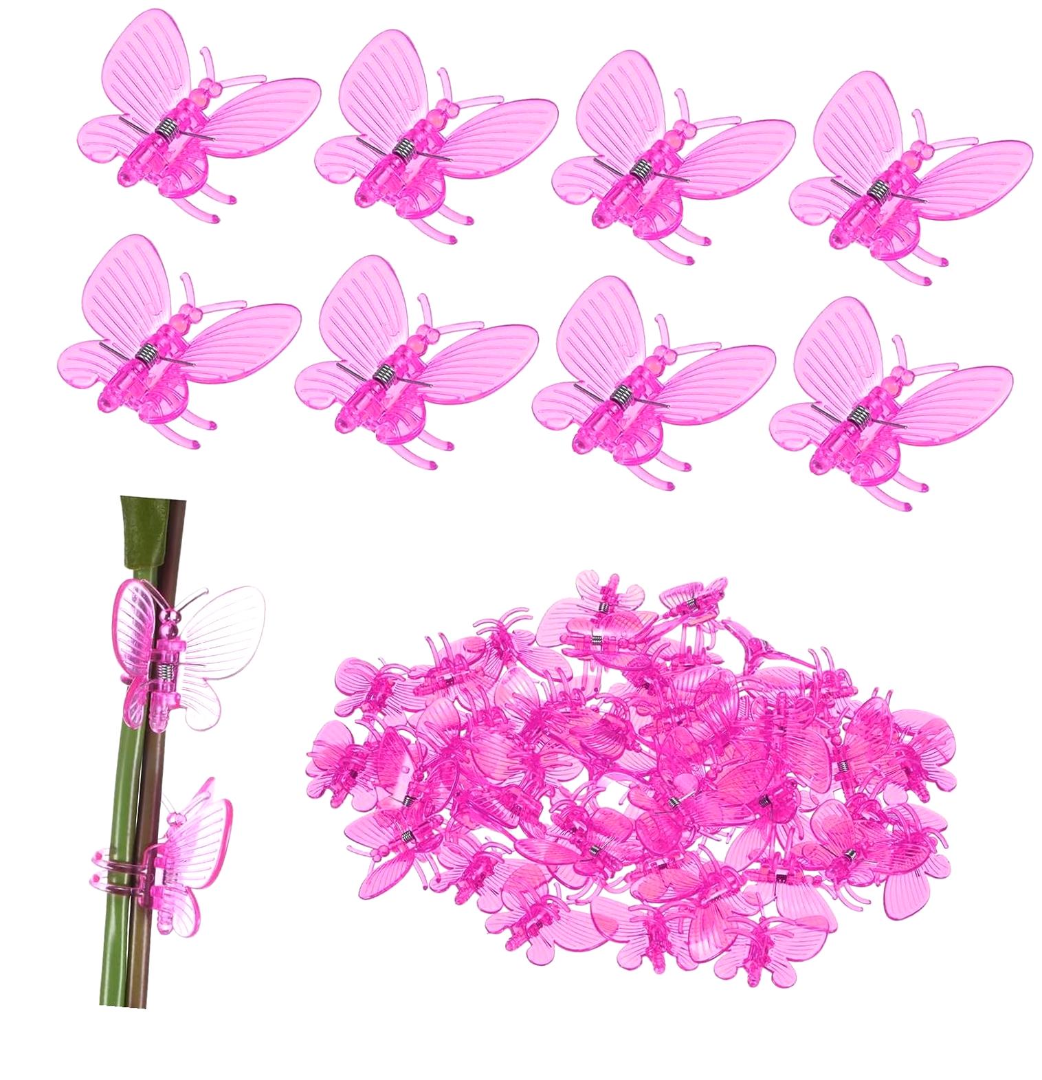 Wellsay 100-Pack Orchid Clips, Plastic Garden Plant Clips, Dragonfly ...
