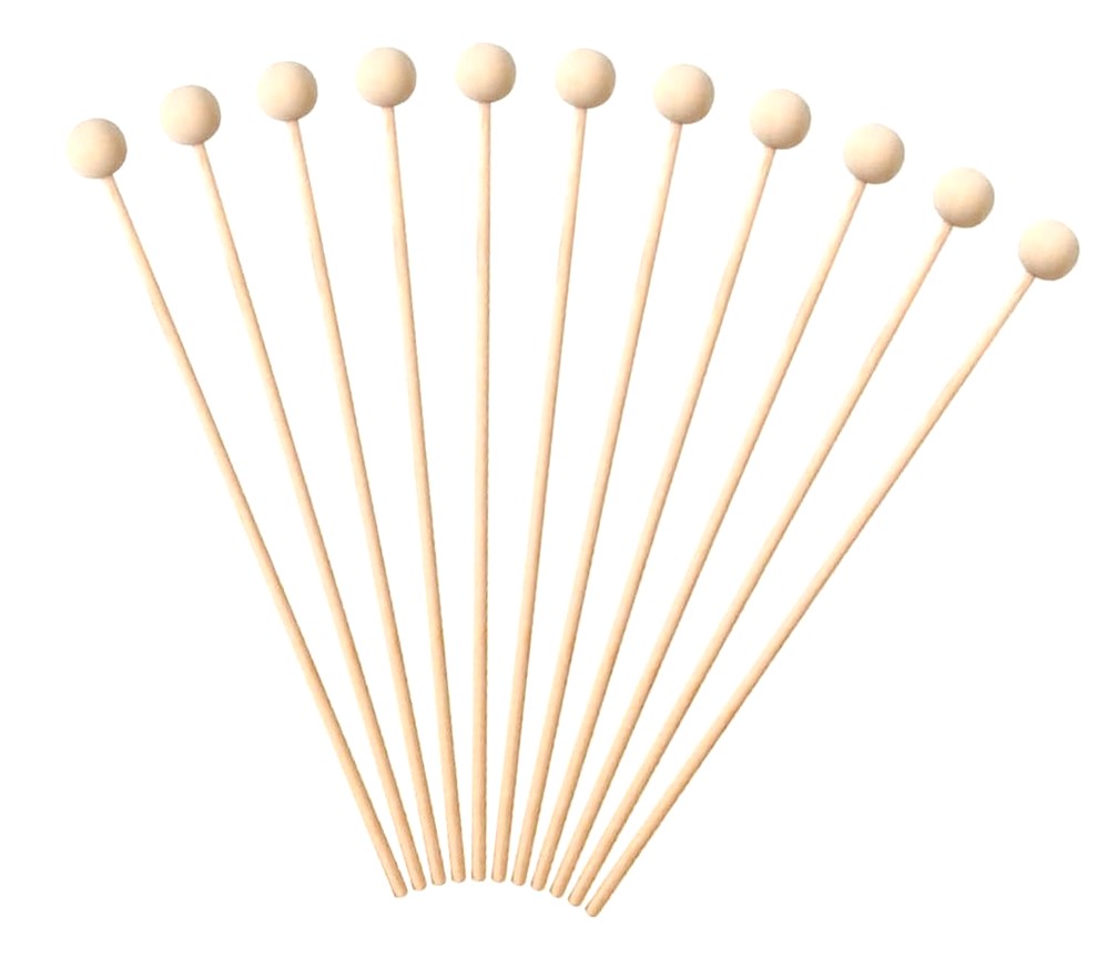 Wellsay 100 Pcs 15cm Wood Candy Sticks Wooden Swizzle Sticks Round Top ...