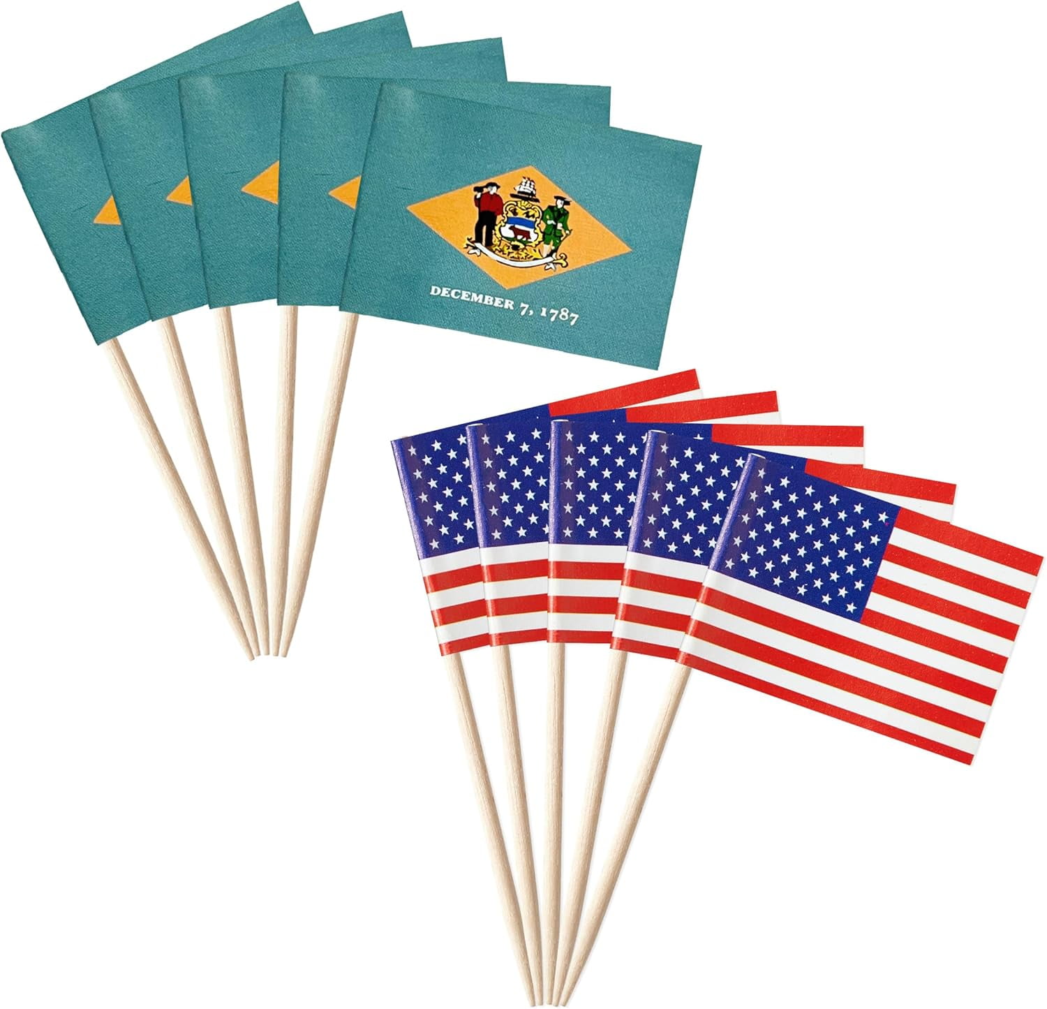 Wellsay 100 Pcs American USA Delaware Flag US Delaware State Toothpick ...