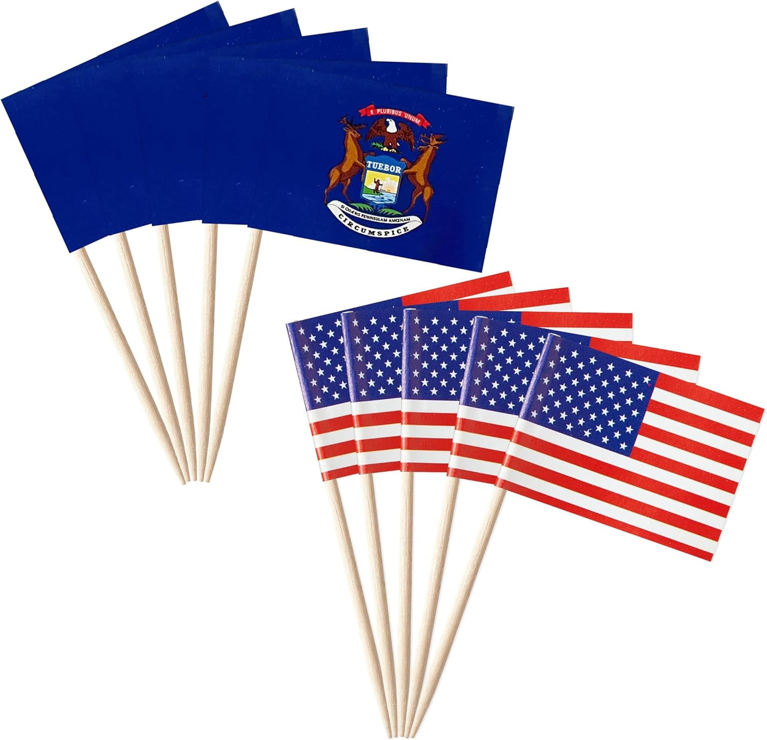 Wellsay 100 Pcs American USA Migan Flag US Migan State Toothpick Flags ...