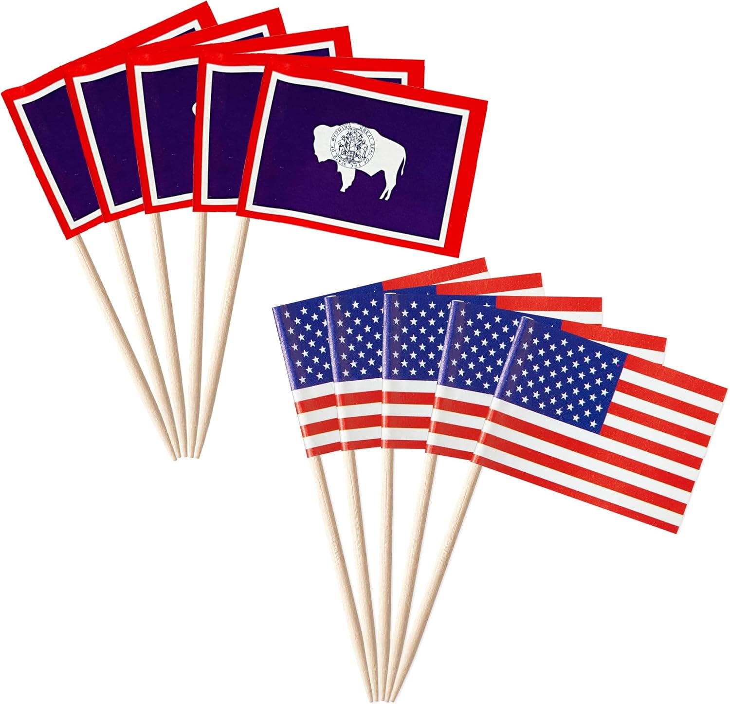 Wellsay 100 Pcs American USA Wyoming Flag US Wyoming State Toothpick ...