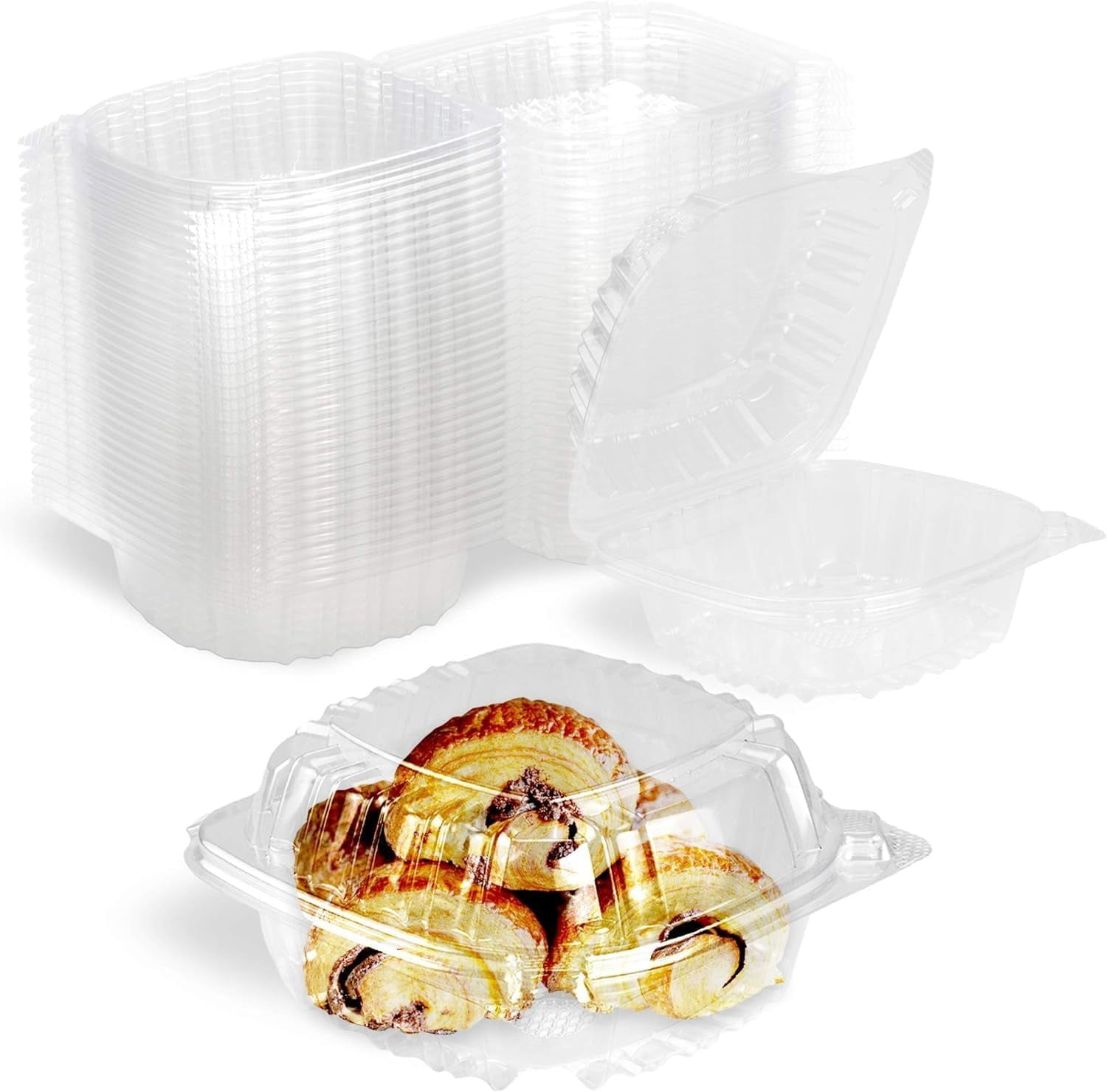 Wellsay 100 Pcs Cake Slice Containers with Lid, Clear Plastic ...