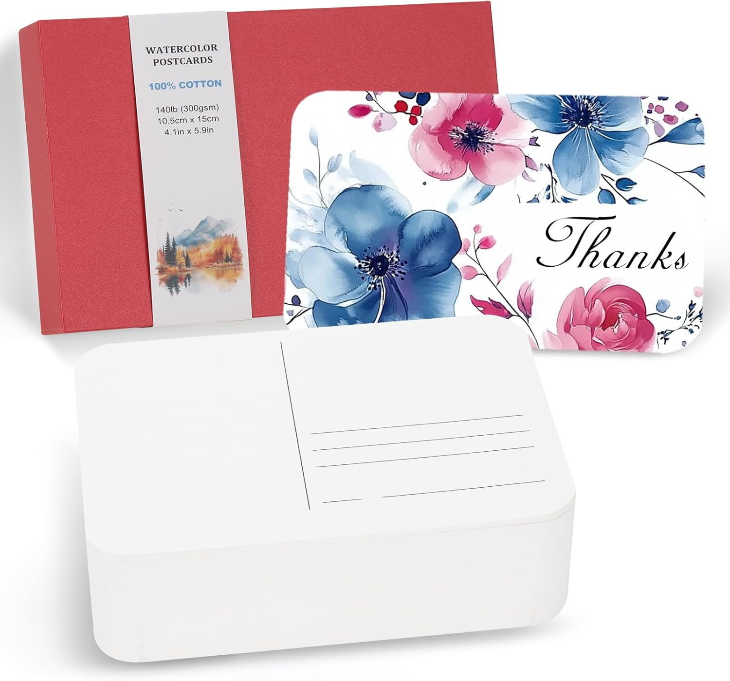 Wellsay 100 Sheets Watercolor Postcards, 100% Cotton 4x6 Inch Blank ...