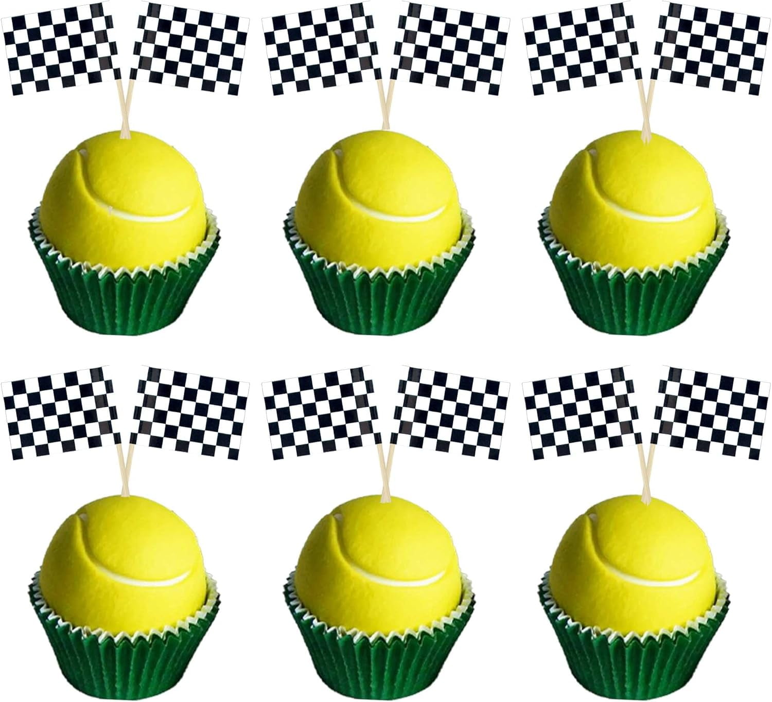 Wellsay 100Pcs Mini Checkered Flag Cupcake Tors - Racing Toothpicks for ...