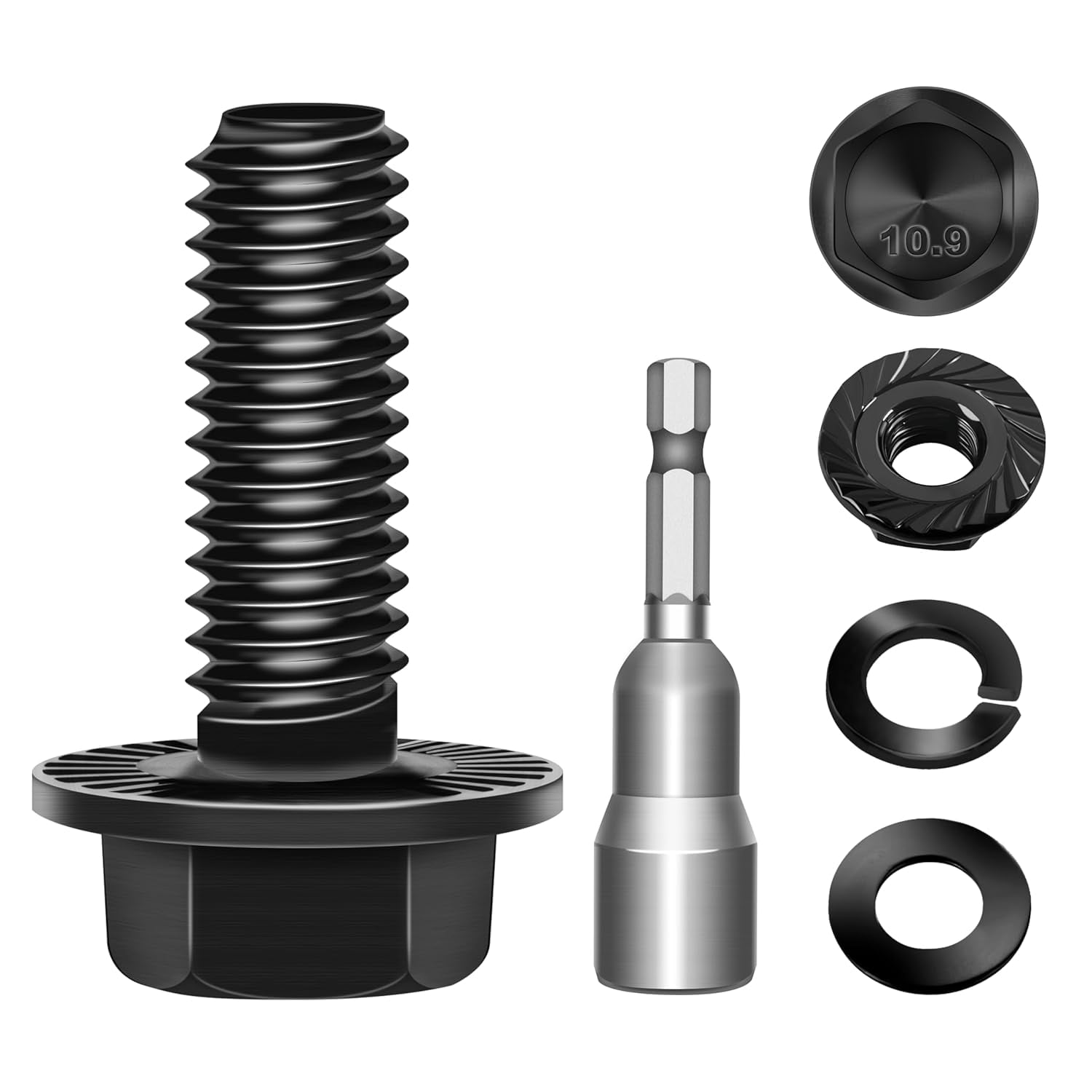 Wellsay (10Sets) M6 Bolt x 16mm Flanged Hex Head Bolts, External Flange Hex Drive M6 Screws ...