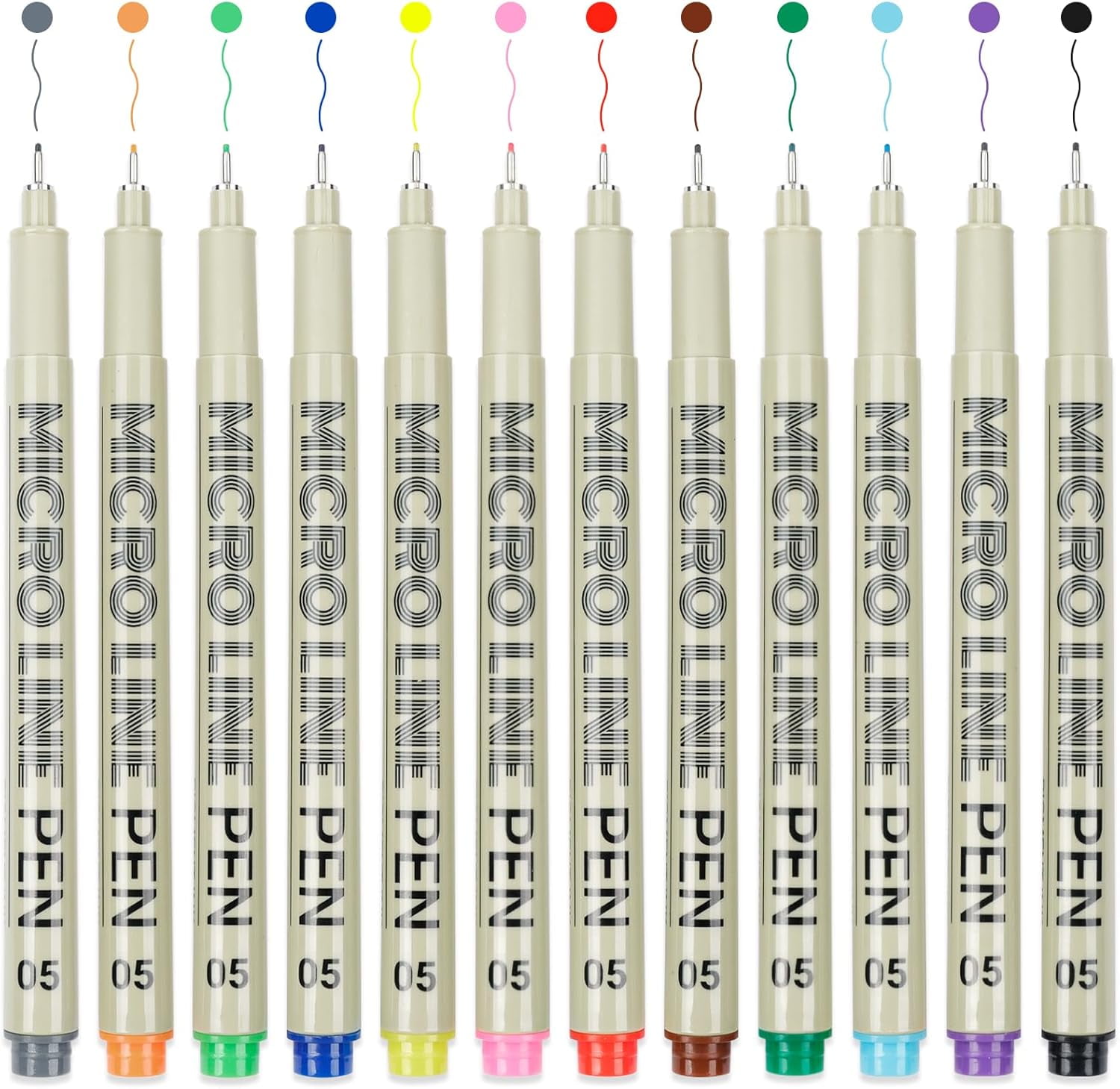 Wellsay 12 Colored Micro Pens 05, neliner pens Waterof Arval Ink Set ...