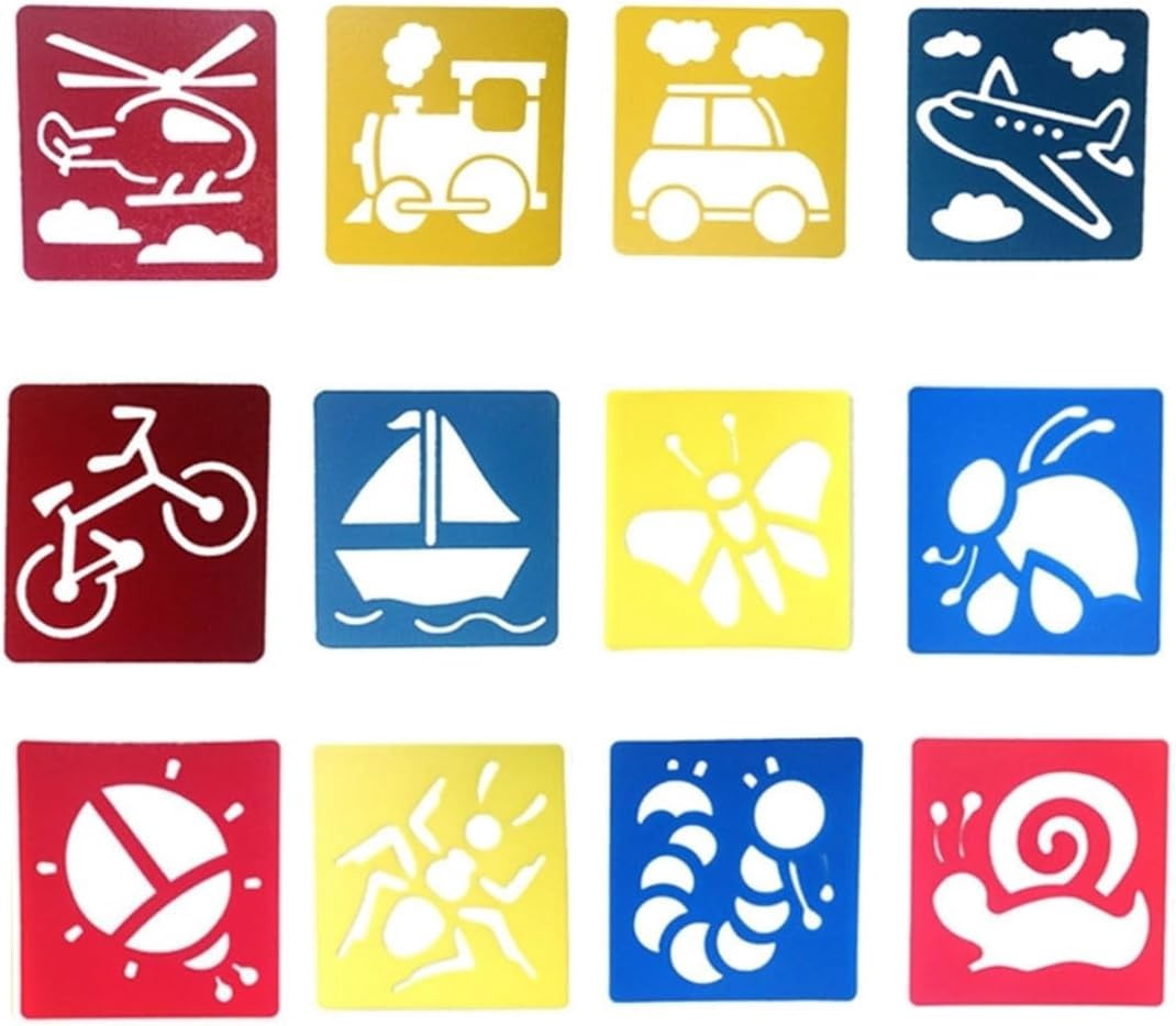 Wellsay 12 Drawing Stencils, Vehicle and Animal Theme Stencils, 5.5 x 5 ...