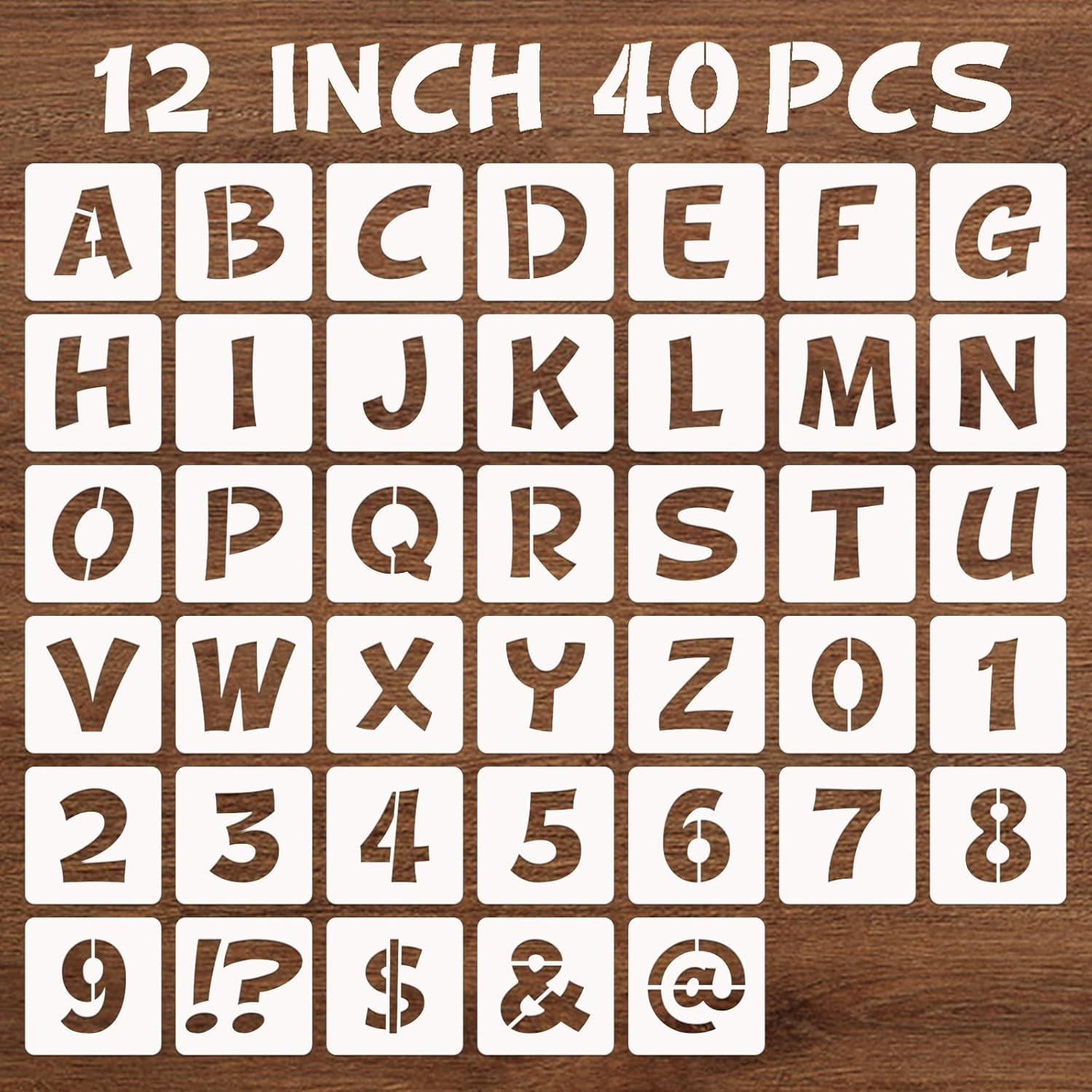 Wellsay 12 Inch Letter and Number Stencils, 40 Pcs Reusable Plastic ...