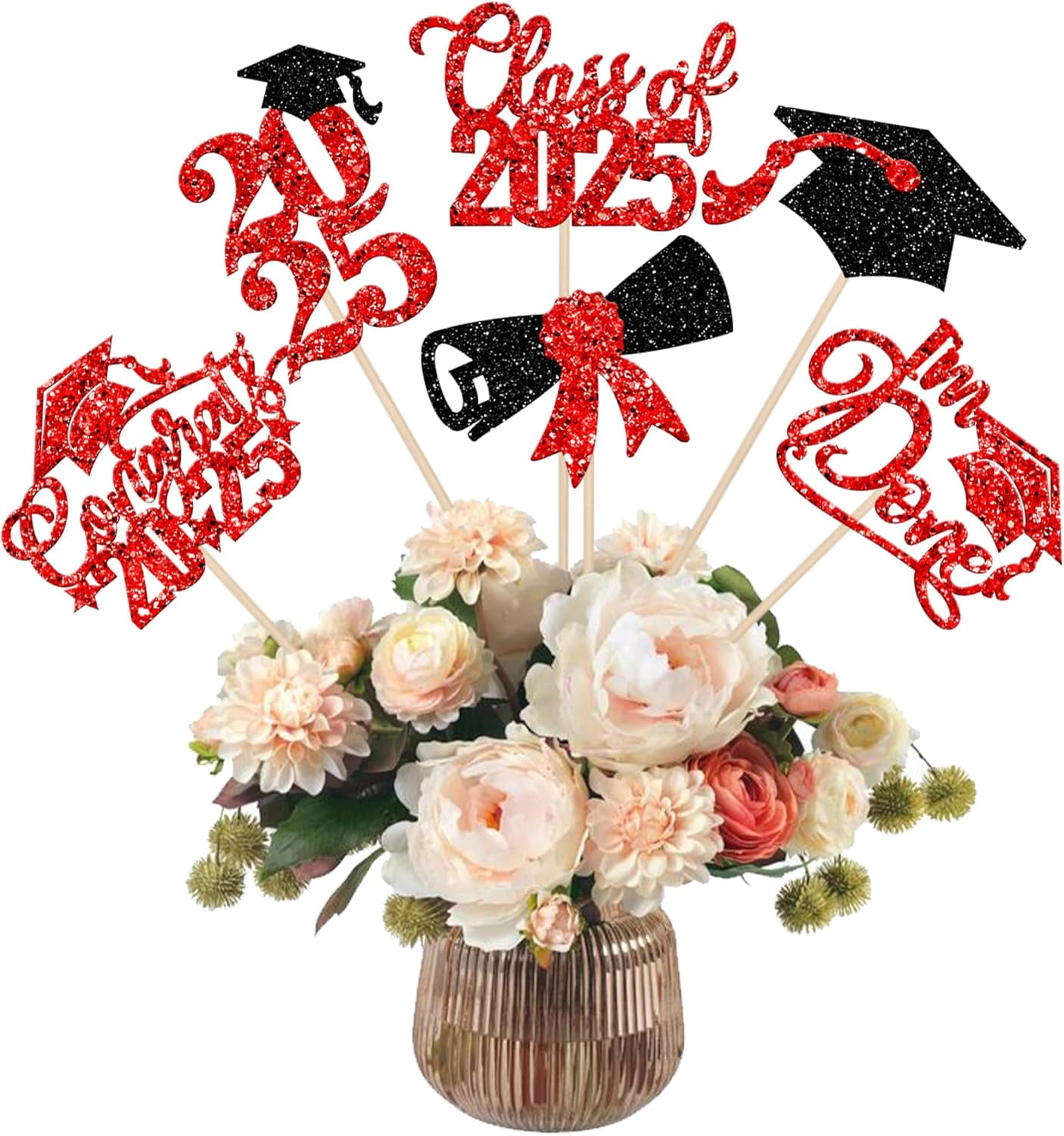 Wellsay 12 PCS 2025 Graduation Done Centerpiece Sticks Class of 2025 ...