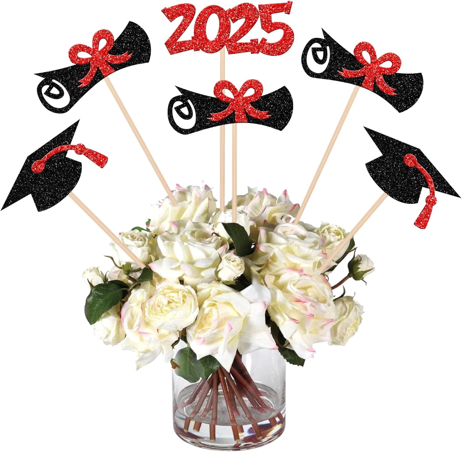 Wellsay 12 PCS Double Sided Glitter 2025 Graduation Party Centerpiece ...