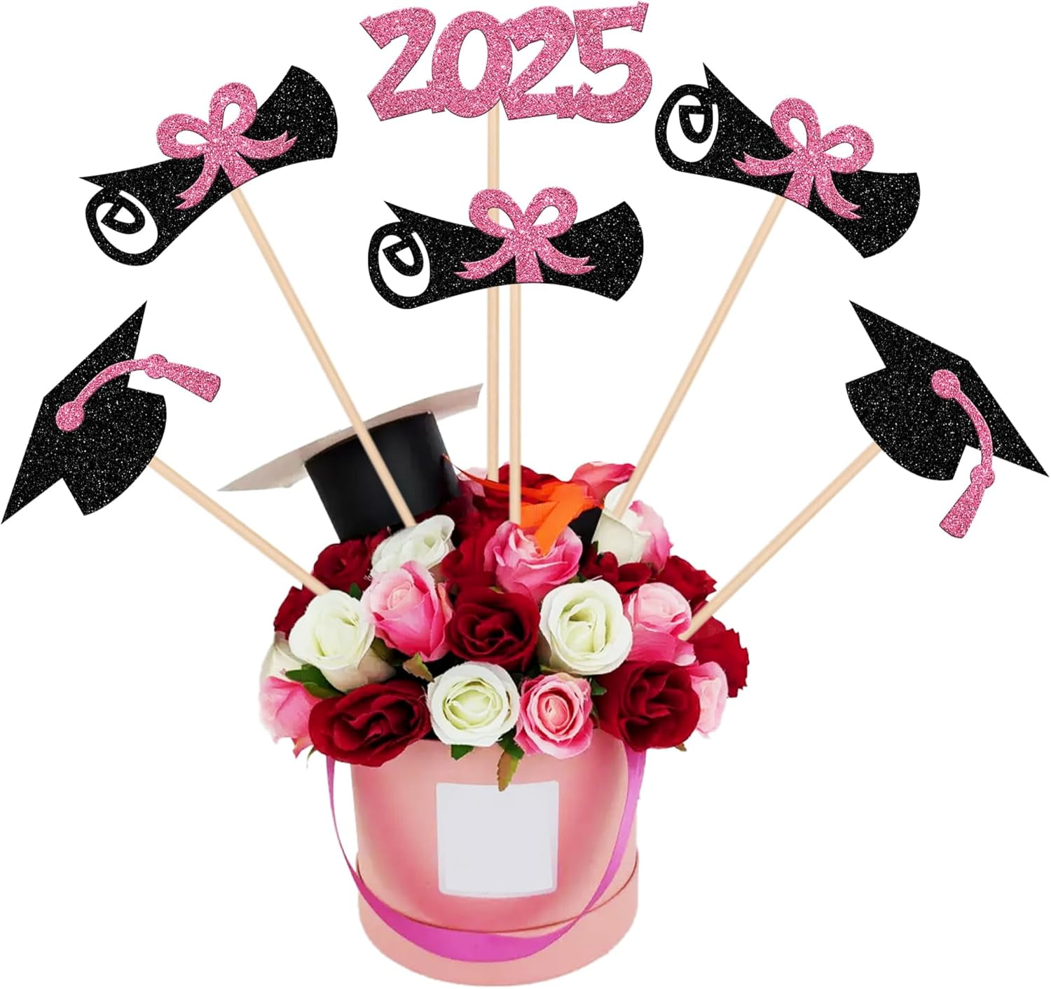 Wellsay 12 PCS Double Sided Glitter 2025 Graduation Party Centerpiece ...