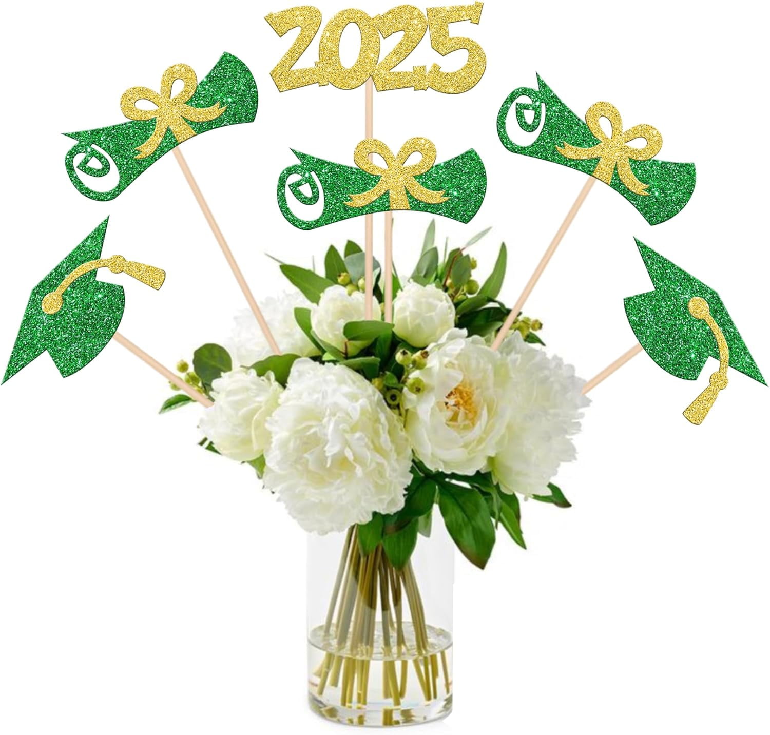 Wellsay 12 PCS Double Sided Glitter 2025 Graduation Party Centerpiece ...