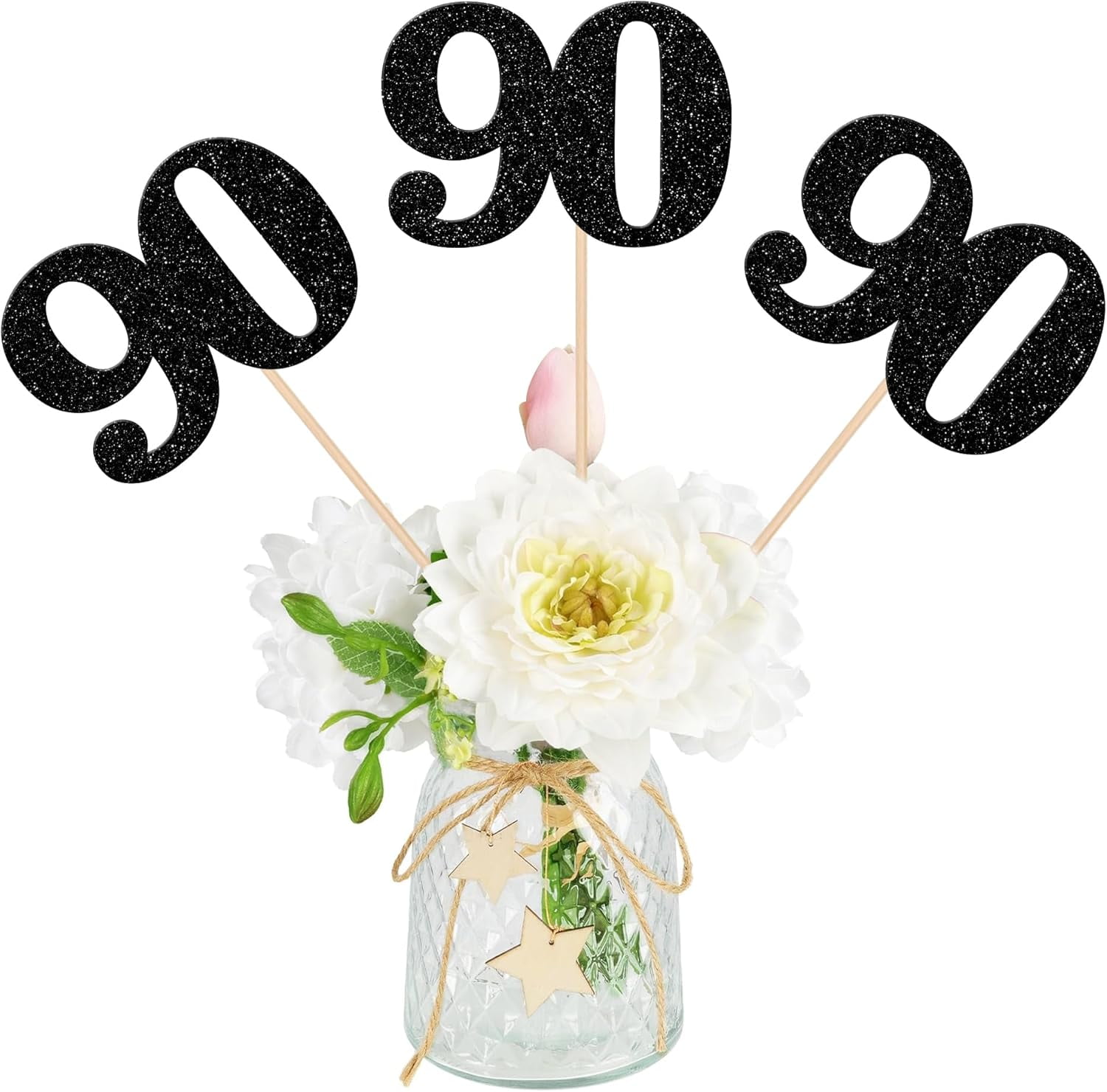 Wellsay 12 PCS Happy 90th Birthday Centerpiece Sticks Double Sided ...