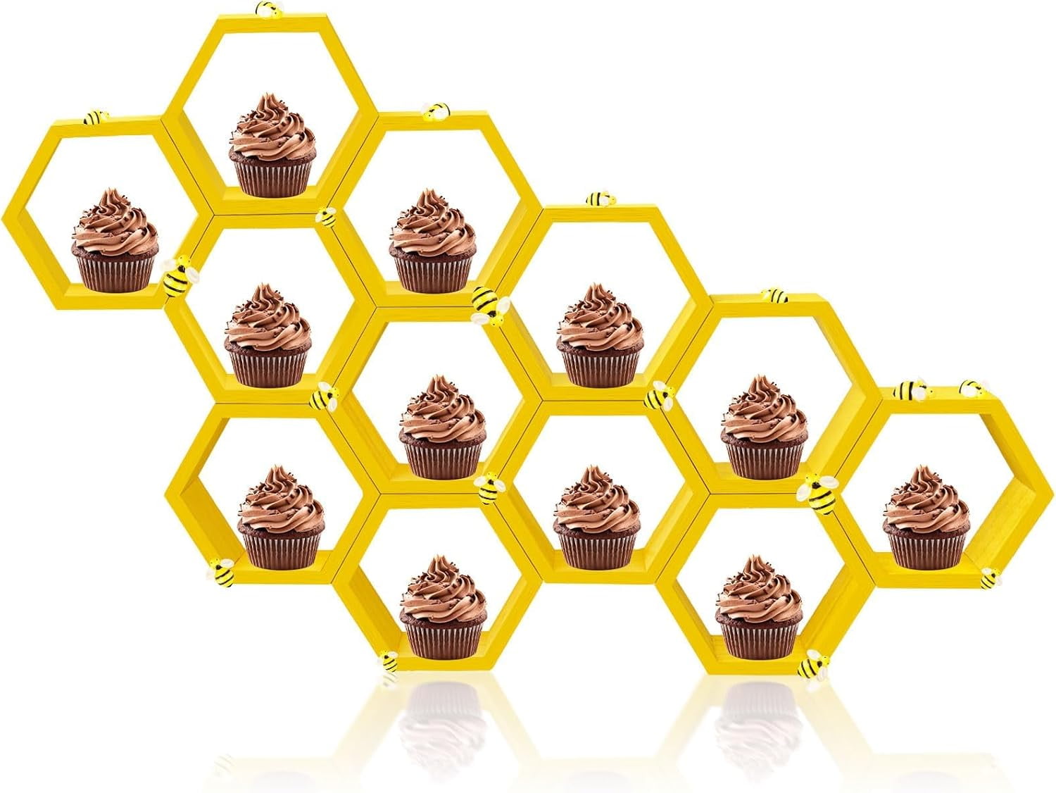 Wellsay 12 Pcs 3.5 Inch Honeycomb Cupcake Stand Cake Farmhouse Hexagon ...