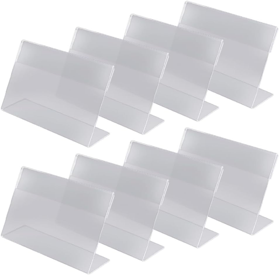 Wellsay 12 Pcs Clear Acrylic Name Card Holder Price Tag Display Stand ...