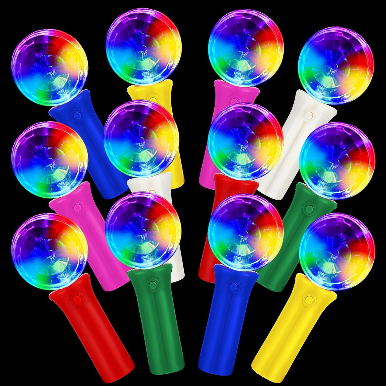 Wellsay 12 Pcs LED Disco Ball Wand Flashing LED Light up Wand with 3 ...
