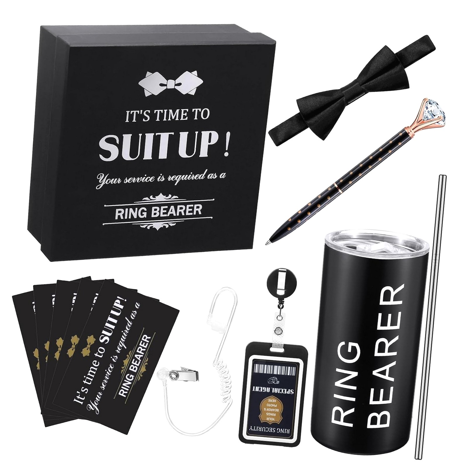 Wellsay 12 Pcs Wedding Bearer Include Groomsmen Boxes, Bow Tie, Badge ...