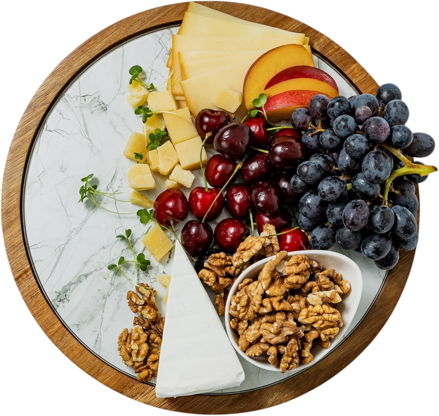 Wellsay , 12" Premium Acacia Wood Lazy Susan Turntable for Table Top ...