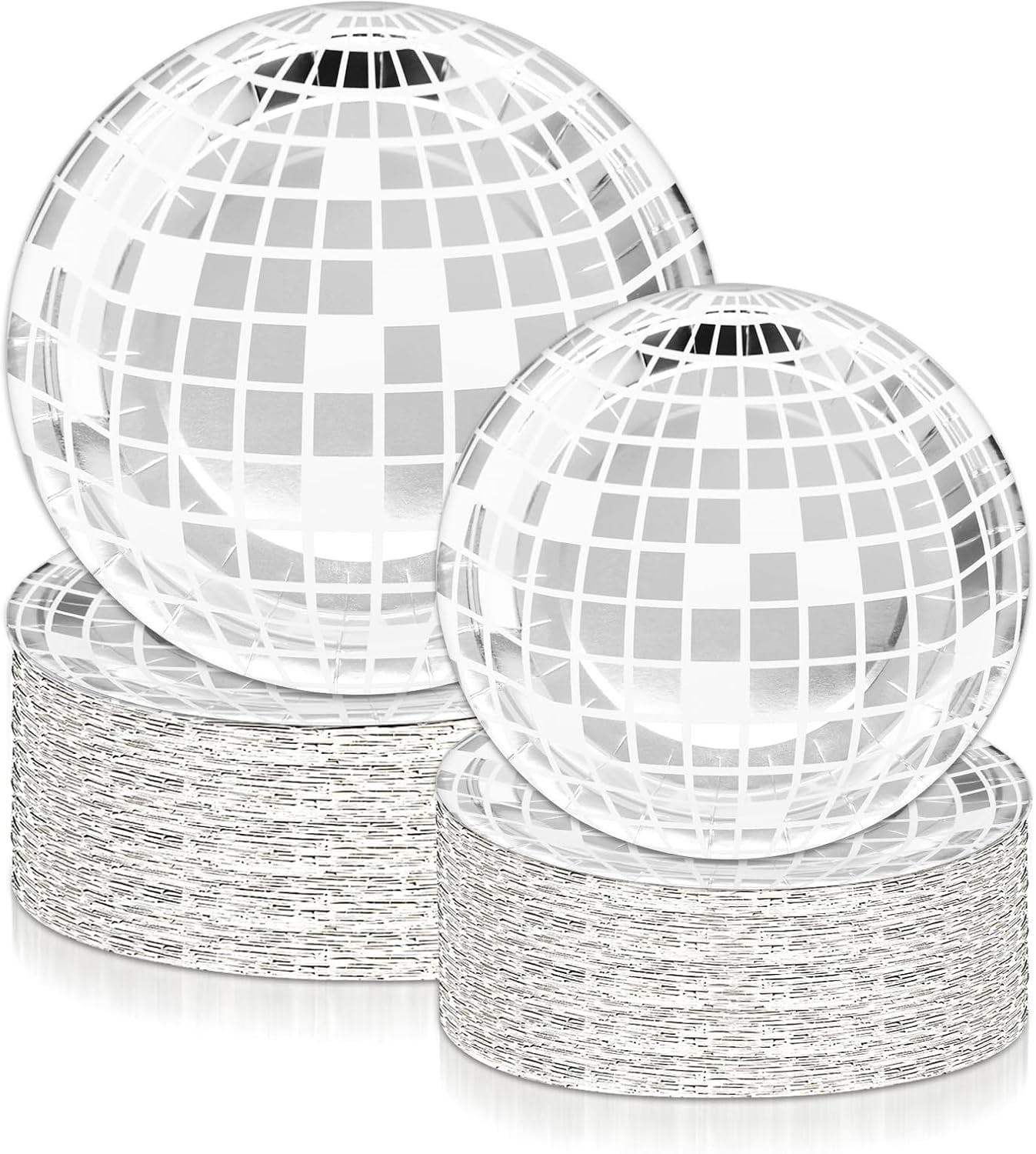Wellsay 120 Pcs Disco Paper Plates Silver Foil Disposable Plates 80s ...