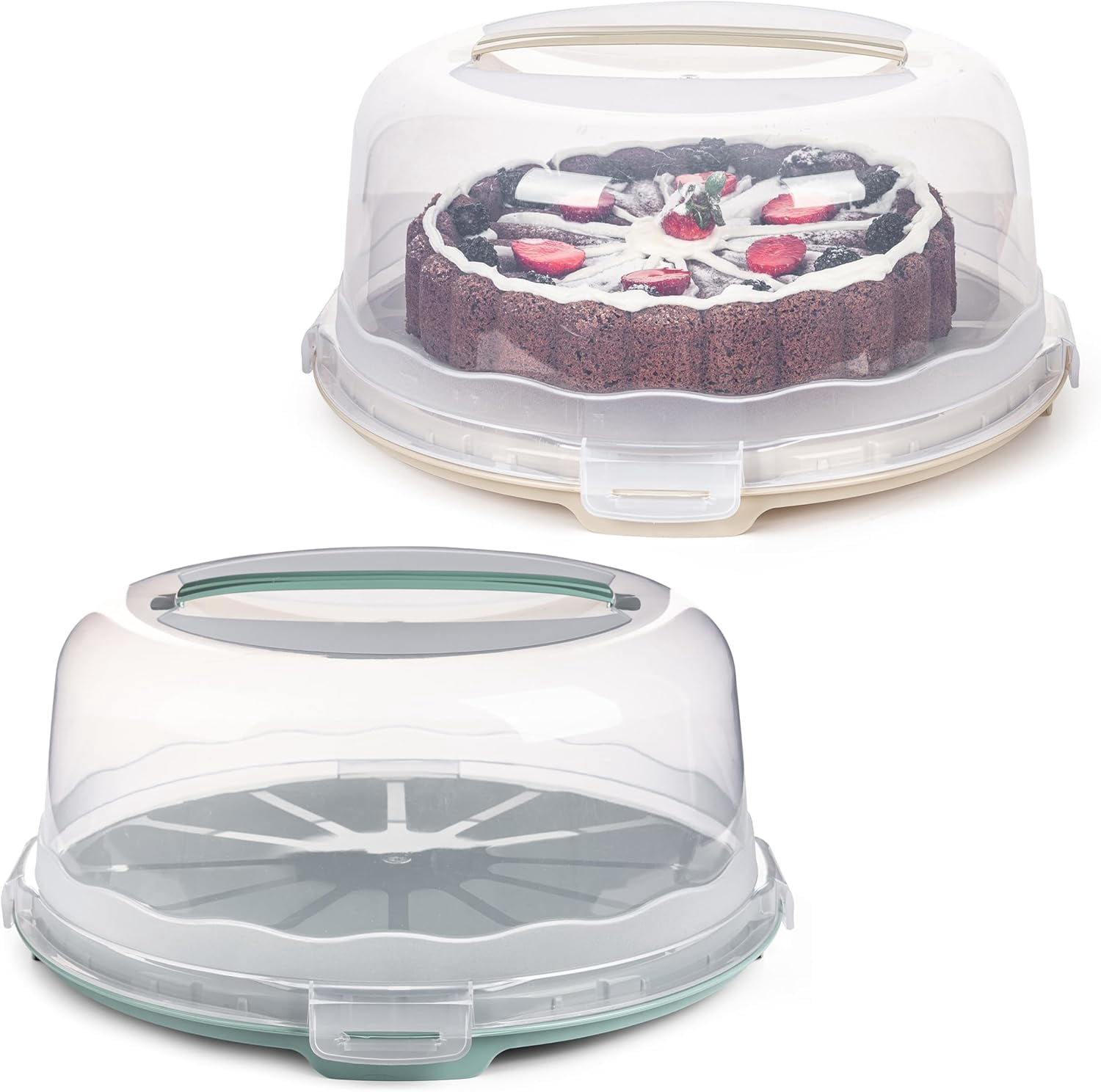 Wellsay 13 Inch Cake Carrier With Lid And Handle Round Container ...