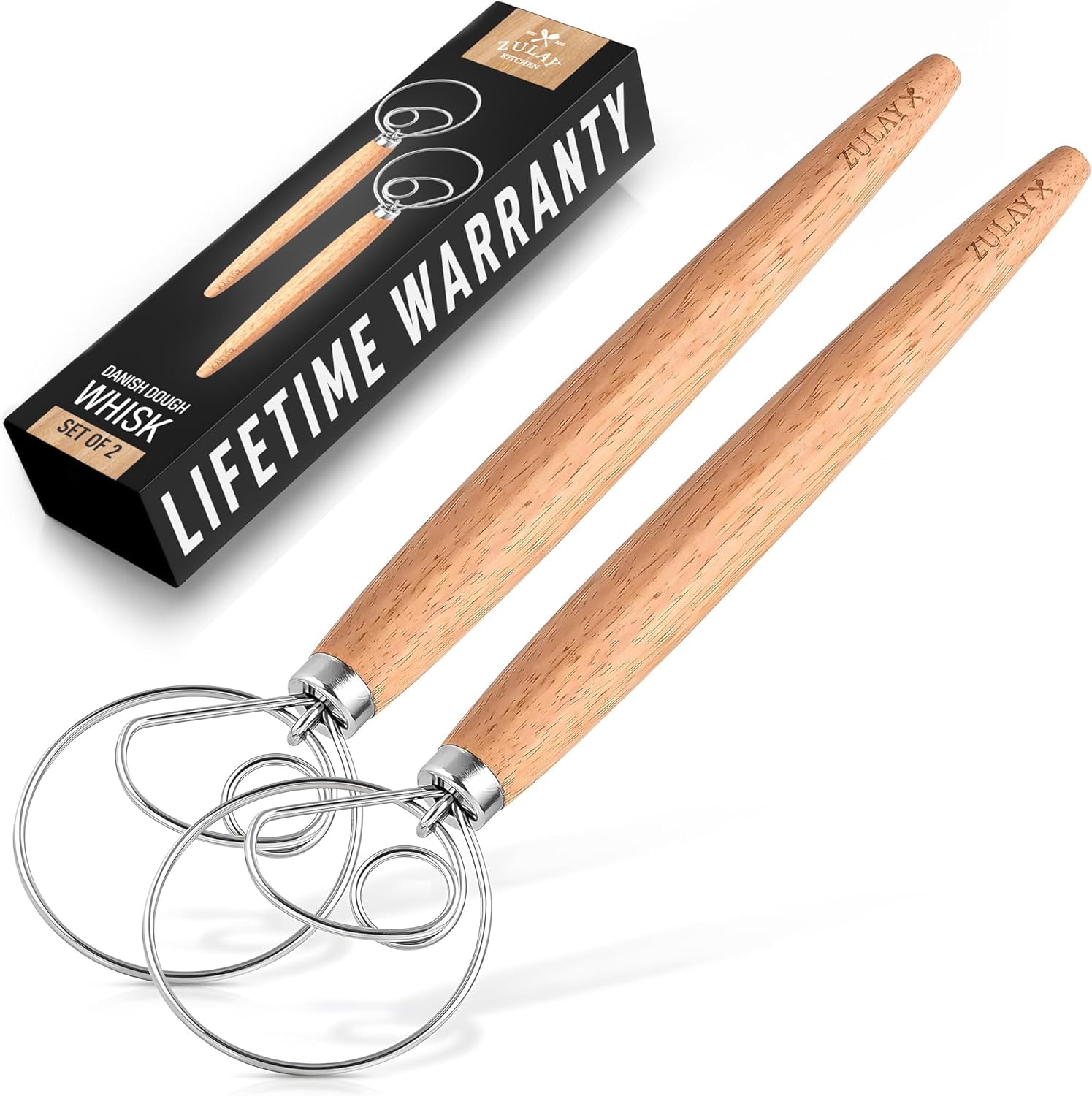 Wellsay 13-Inch Danish Dough Whisk - Wooden Danish Whisk for Dough with ...