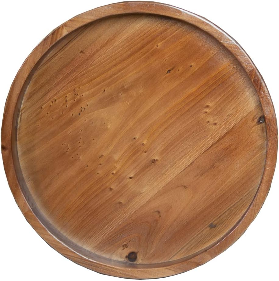 Wellsay 14Inch Rustic Round Wood Lazy Susan Distressed Tray-Distressed ...