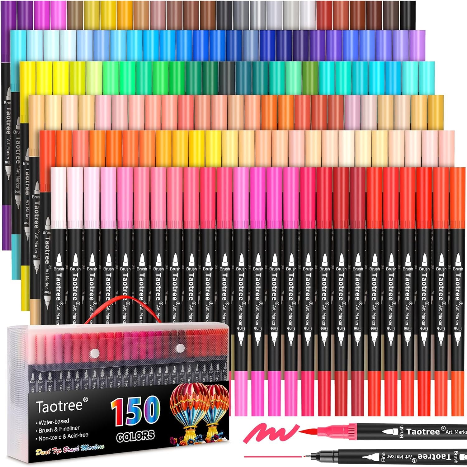 Wellsay 150 Colors Dual Tip Art Mers Pens for Kids Adult Coloring Book ...