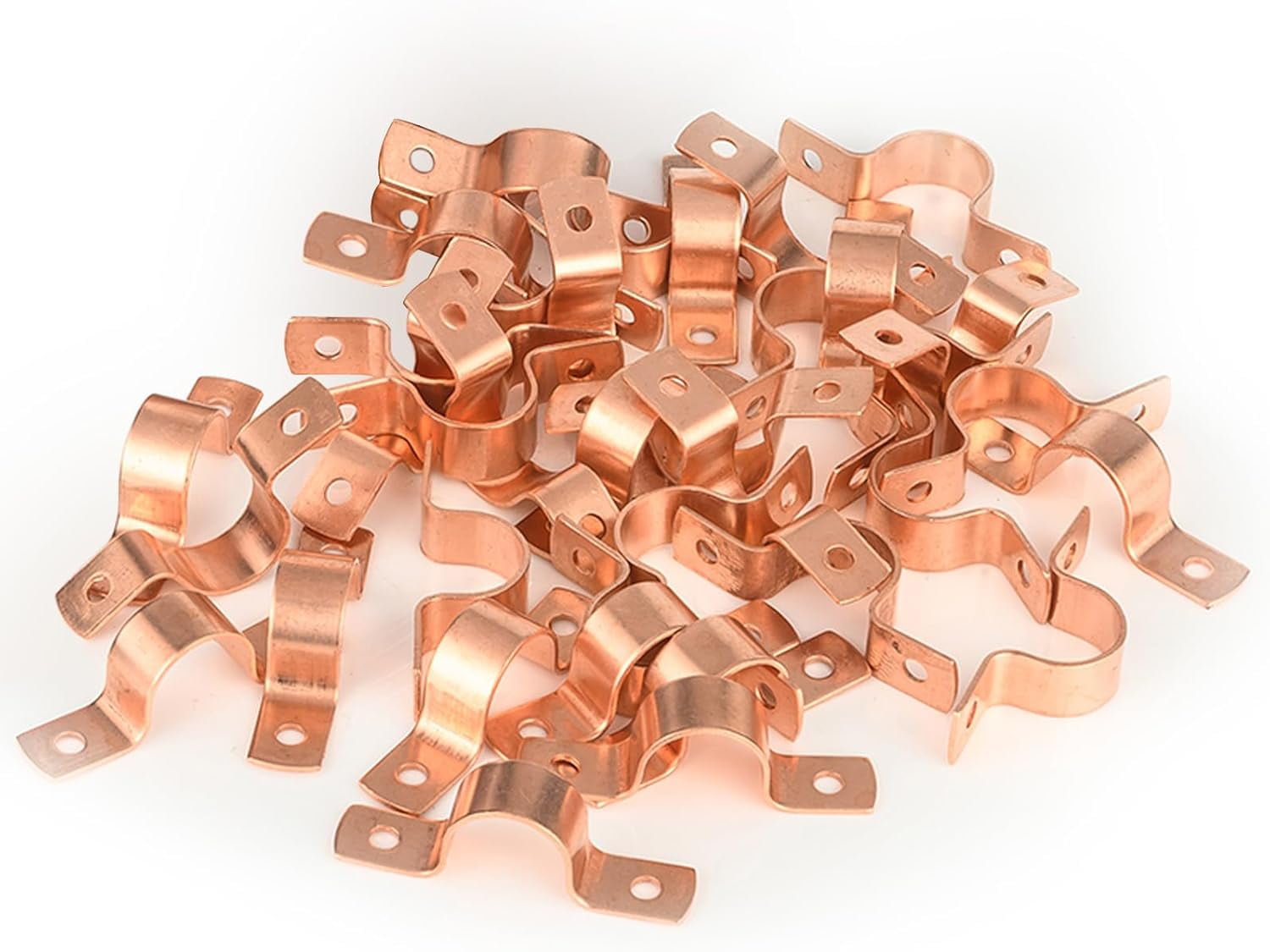 Wellsay 150-PACK 1/2 Inch by 1/2 Inch Copper Pipe Straps with Two Holes ...