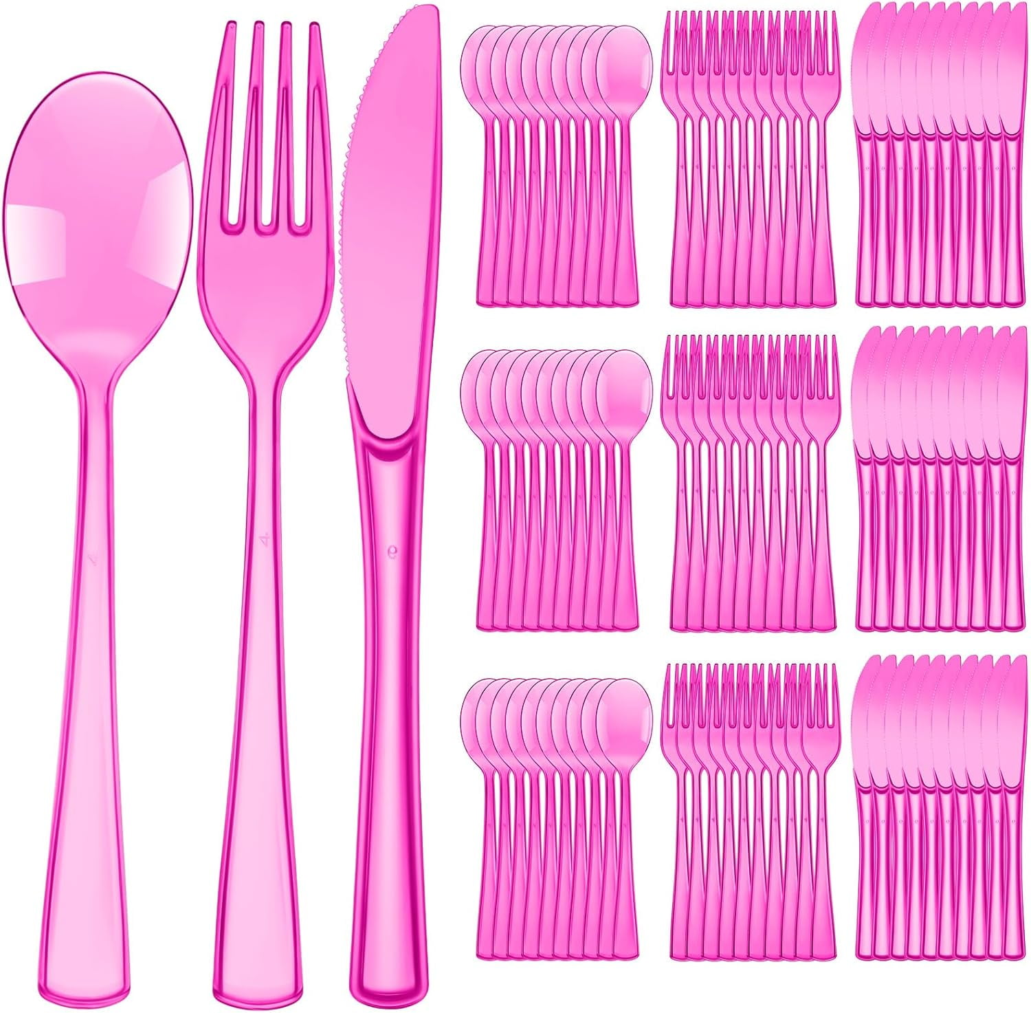 Wellsay 150 Pieces Disposable Cutlery Set Plastic Silverware Heavy Duty Utensil Sets 50 s 50 ...