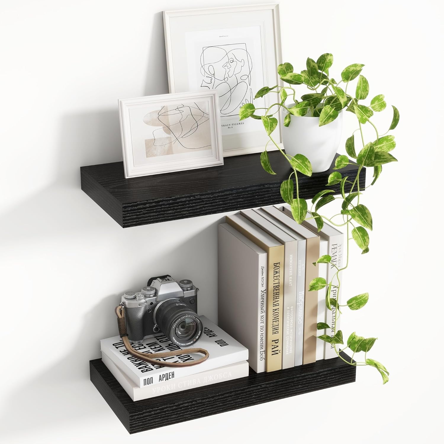 Wellsay 16 Inch Floating Shelves, 8 Inch Deep Floating Shelves for Wall ...