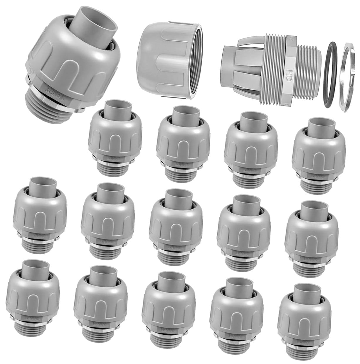 Wellsay 16-Pack 3/4 Inch Liquid Tight Connector NPT Non-Metallic ...