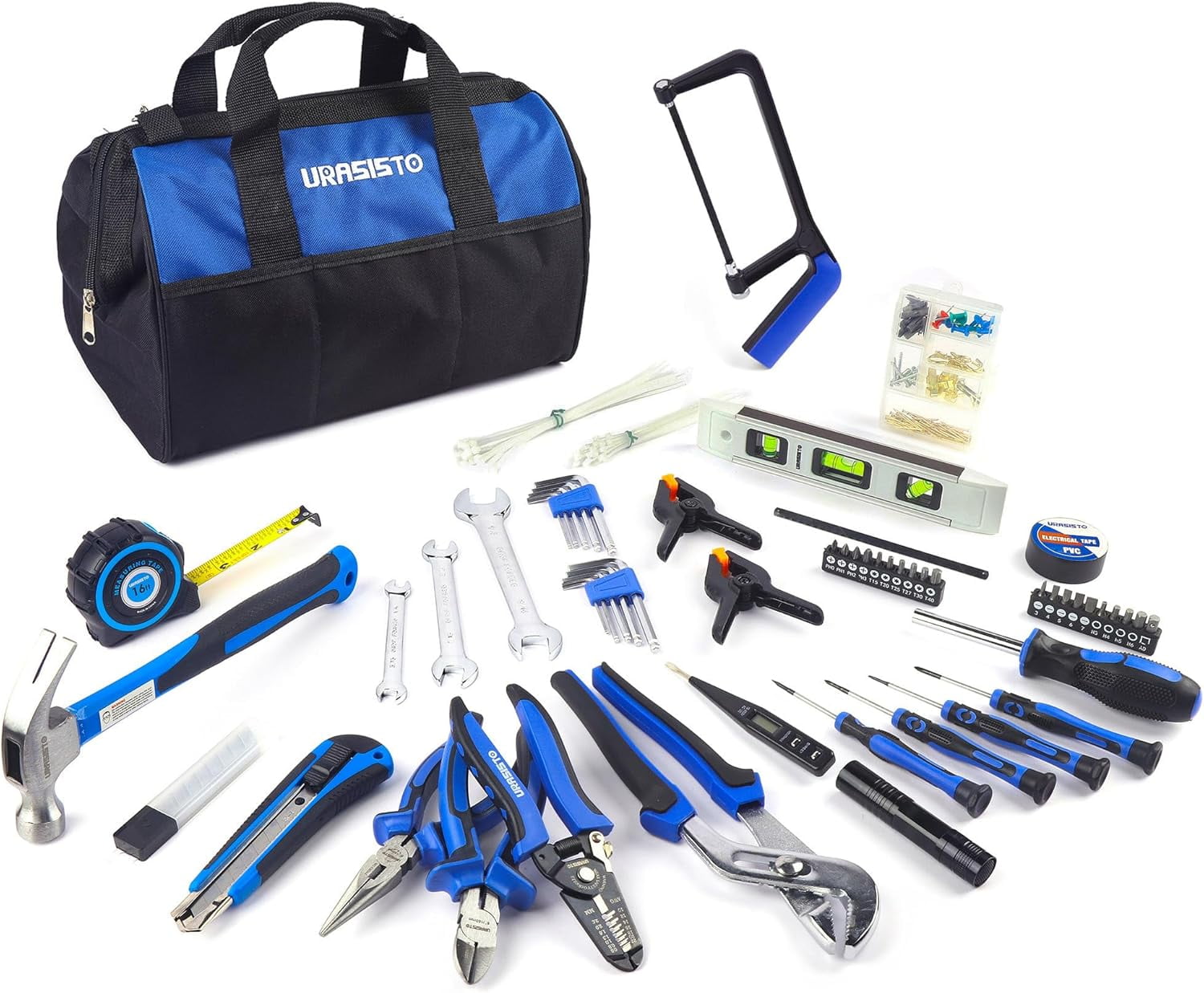 Wellsay 174-Piece Premium Tool Kit, Household Repairing Tool Set with 14 Inch Large Mouth Open ...