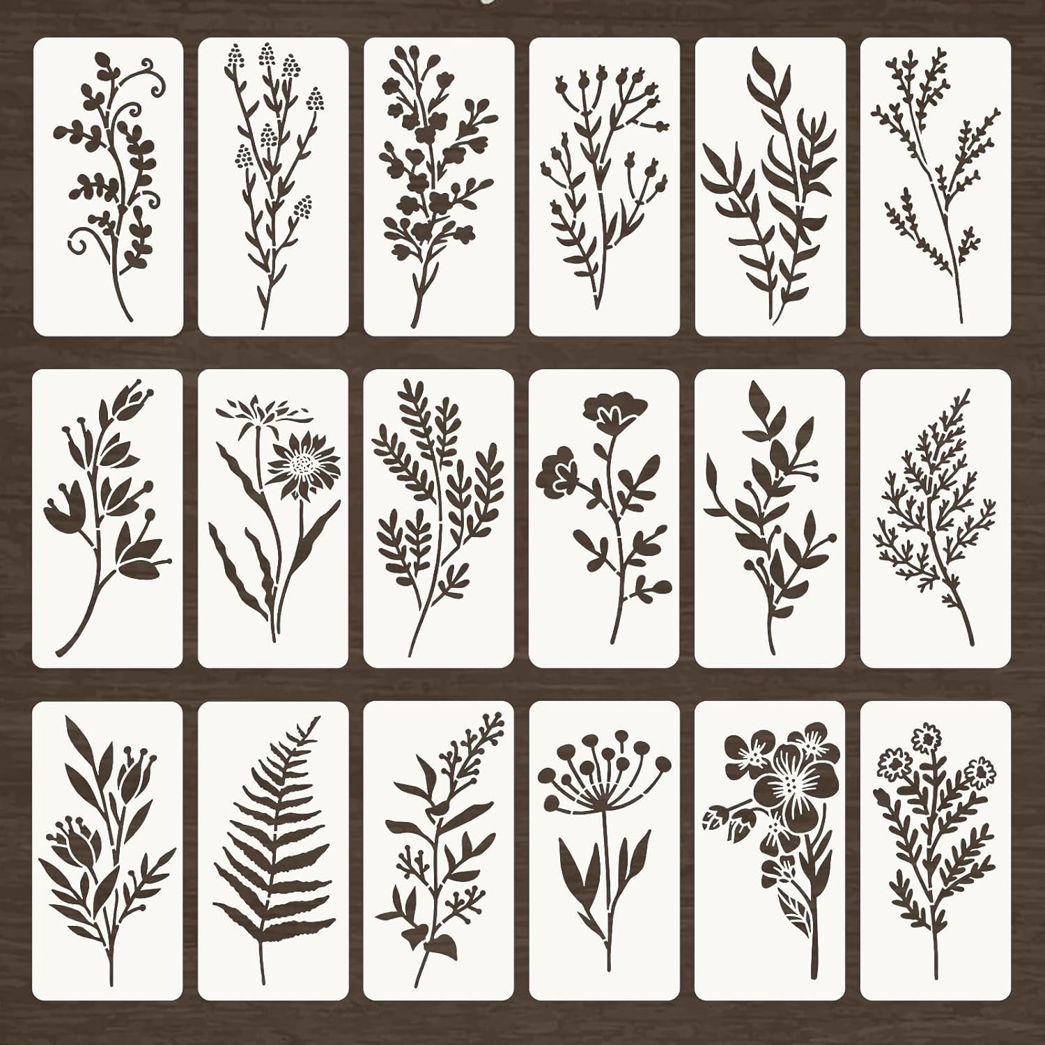 Wellsay 18 Pack Stencils for Painting on Wood, Reusable Flower Stencils ...