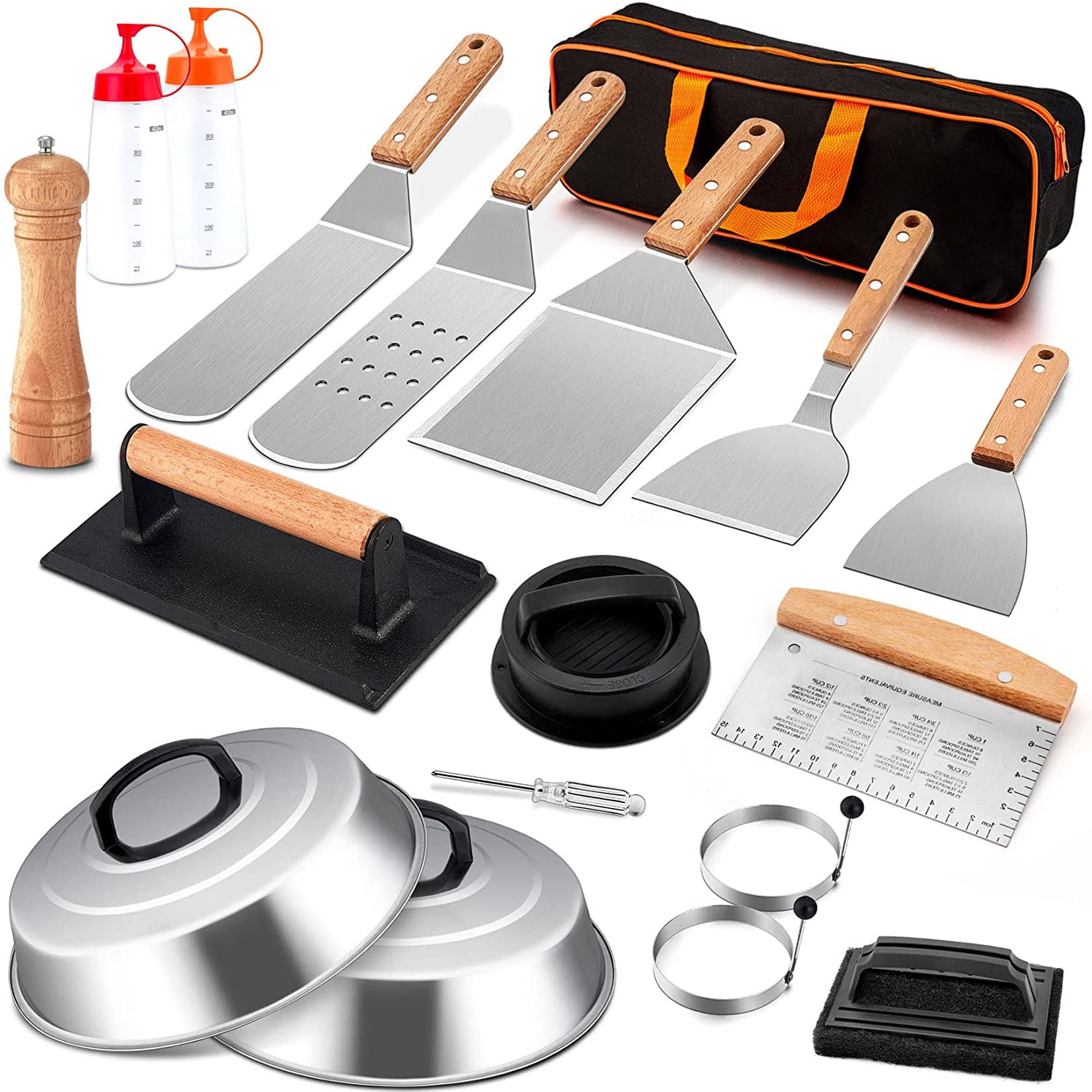 Wellsay 18Pcs Griddle Accessories Kit, Stainless Steel Flat Top ...