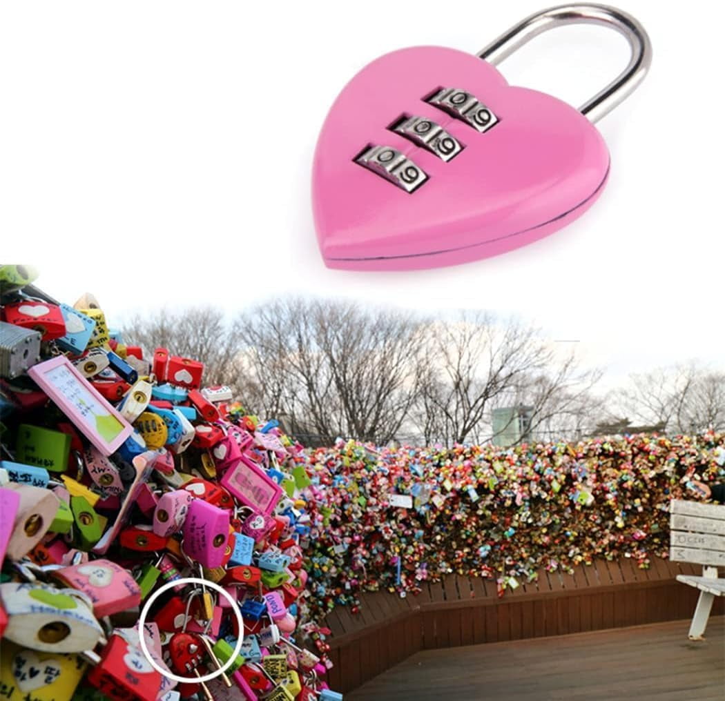 Wellsay 1PC Pink Love Heart Shape Combination Padlock for Girls Women ...