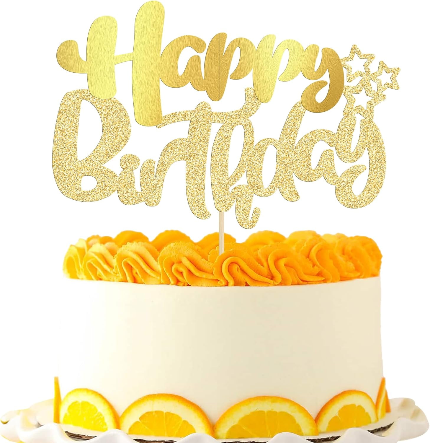 Wellsay 1Pcs Happy Birthday Cake Tor Glitter Happy Birthday Cake Pick for Celebrating Happy ...