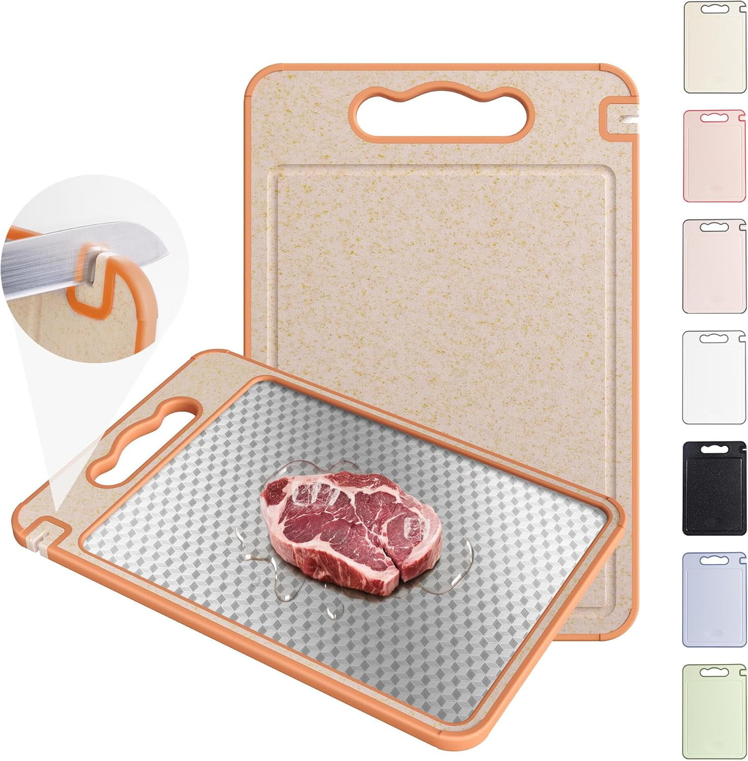 Wellsay 2 in 1 Stainless Steel Cutting Board with Handle Chopping Large ...