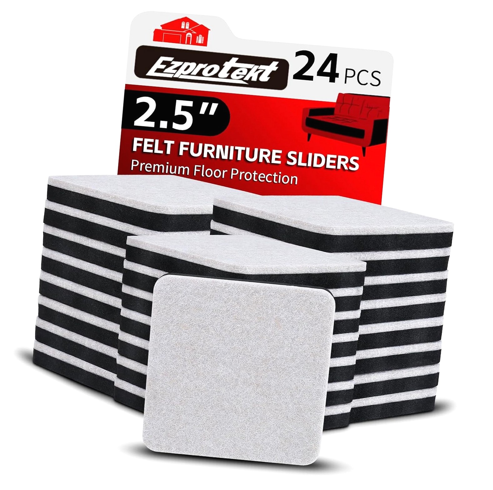 Wellsay 2.5" Square Felt Furniture Movers Sliders for Hardwood Floors ...