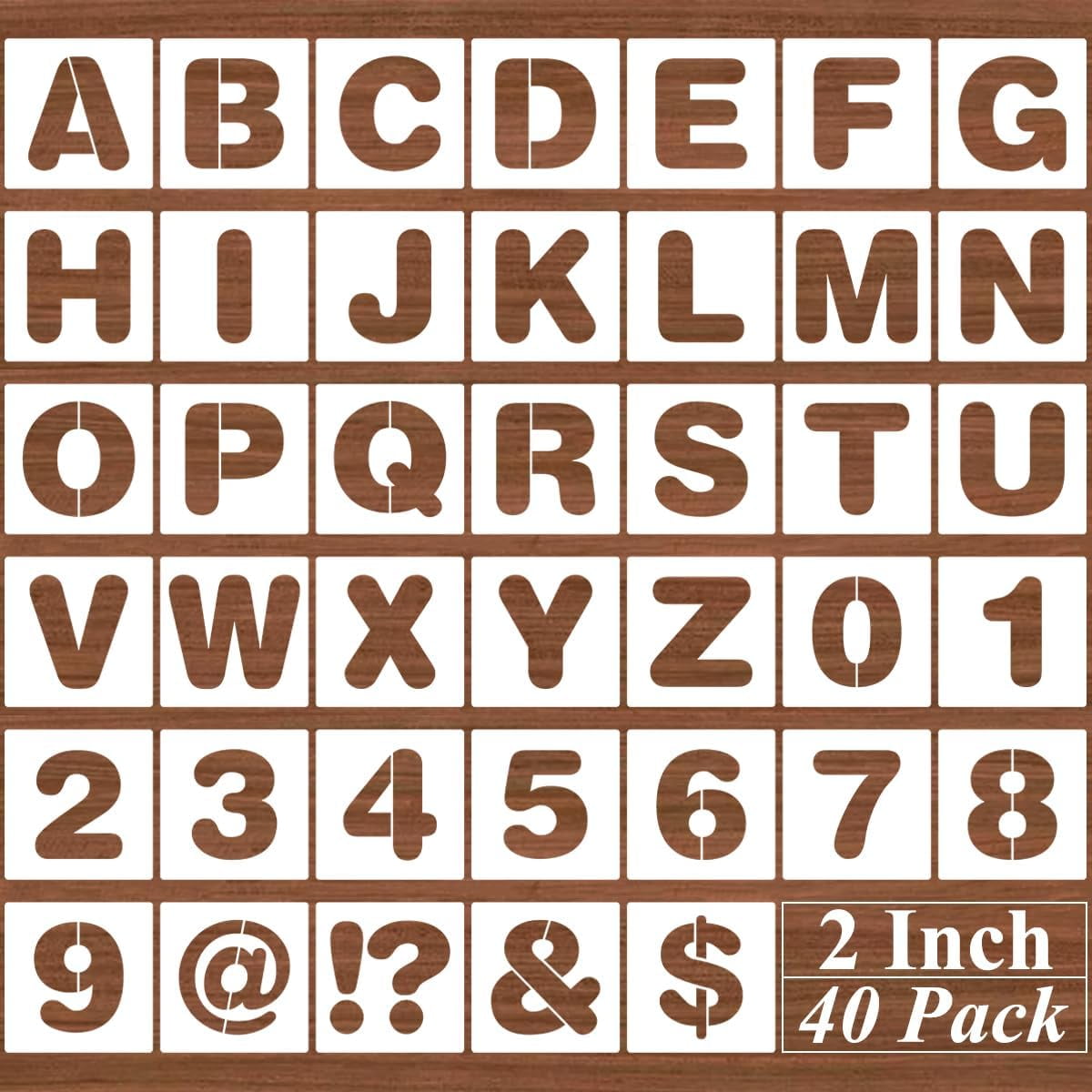 Wellsay 2 Inch Alphabet Letter Stencils - 40 Pack Letter Number Stencil ...