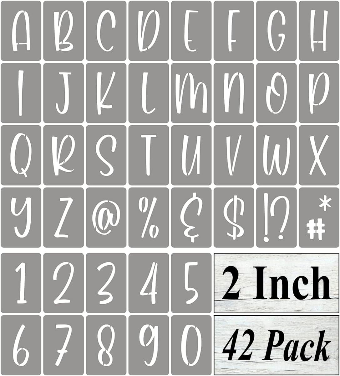 Wellsay 2 Inch Alphabet Letter Stencils for Painting - 42 Pack Letter ...