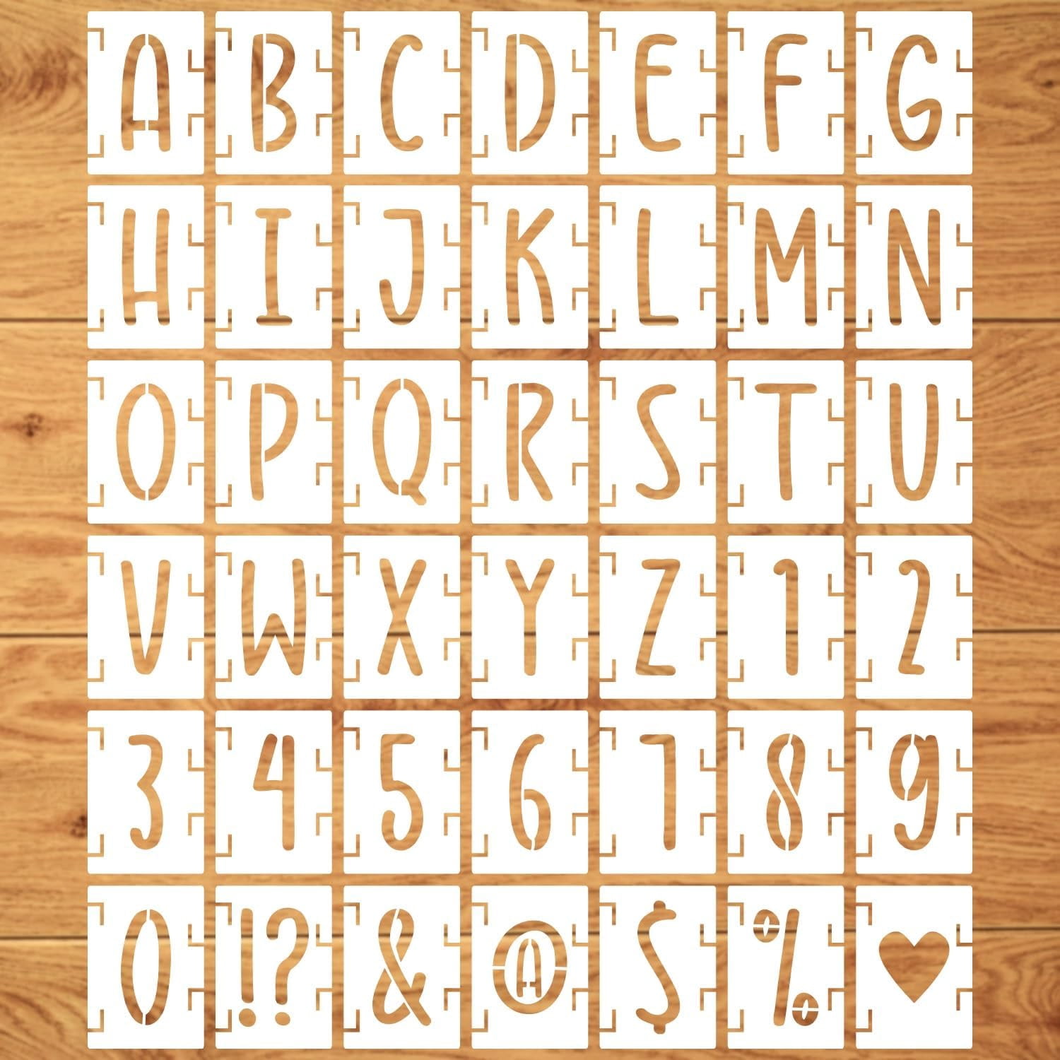 Wellsay 2 Inch Letter Stencils Kit, 42Pcs Reusable Numbers Symbol Craft ...