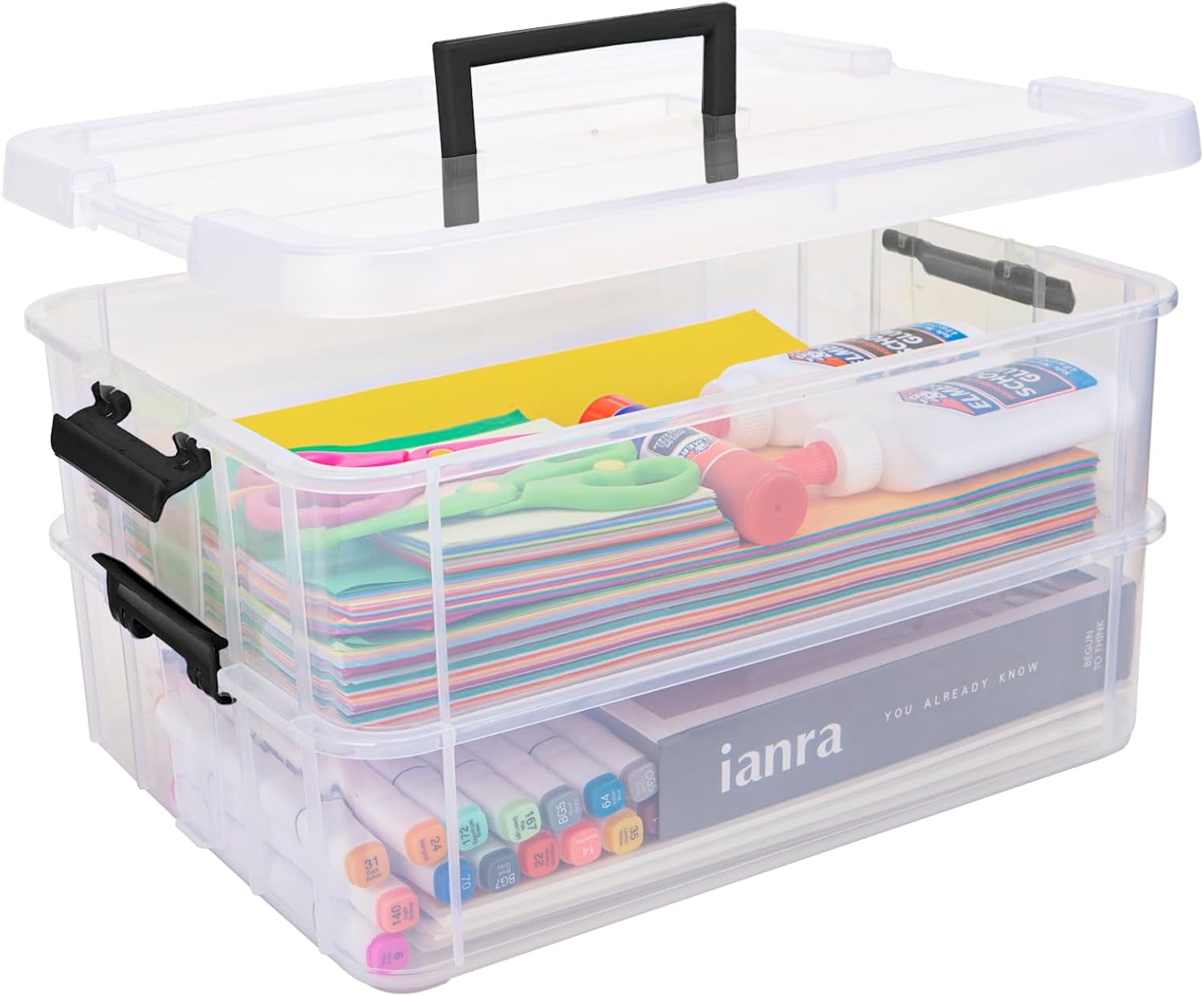 Wellsay 2 Layer Plastic Storage Containers with Lids, Multipose Clear ...