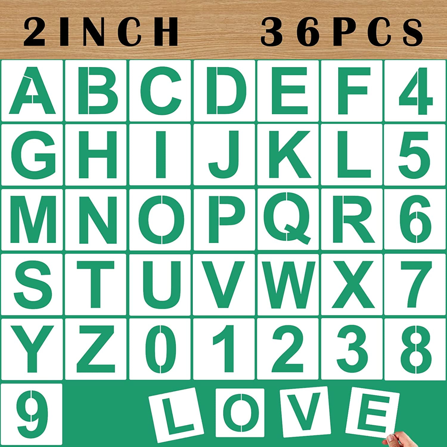 Wellsay 2'' Letter Stencils and Numbers, 36 Pcs Alphabet Art Craft ...